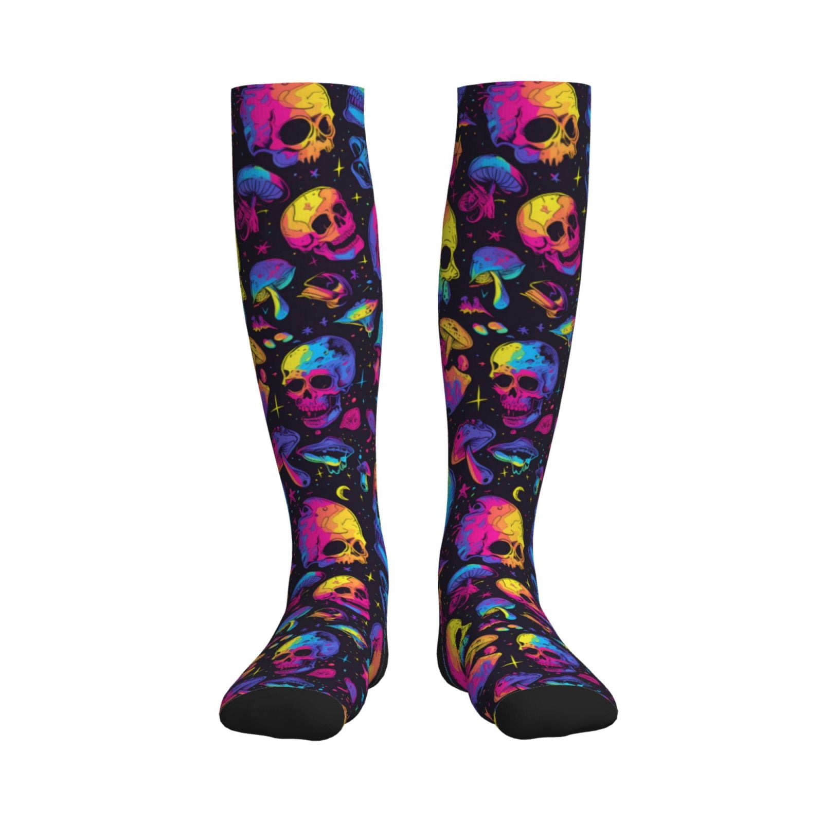 Bixox mushroom rainbow color Skull Print Compression Socks,Compression ...