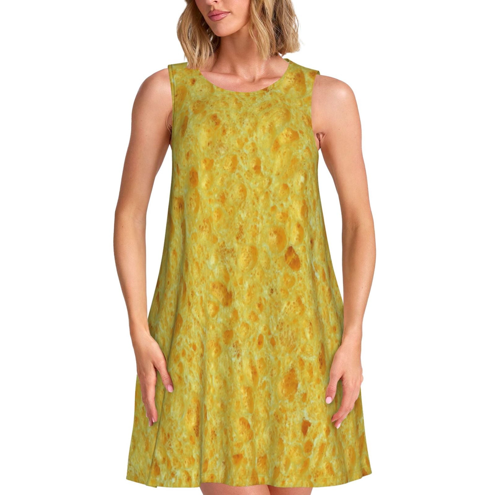 Bixox nachos cracker Print Women's Sleeveless A-Line Dress with Pockets ...