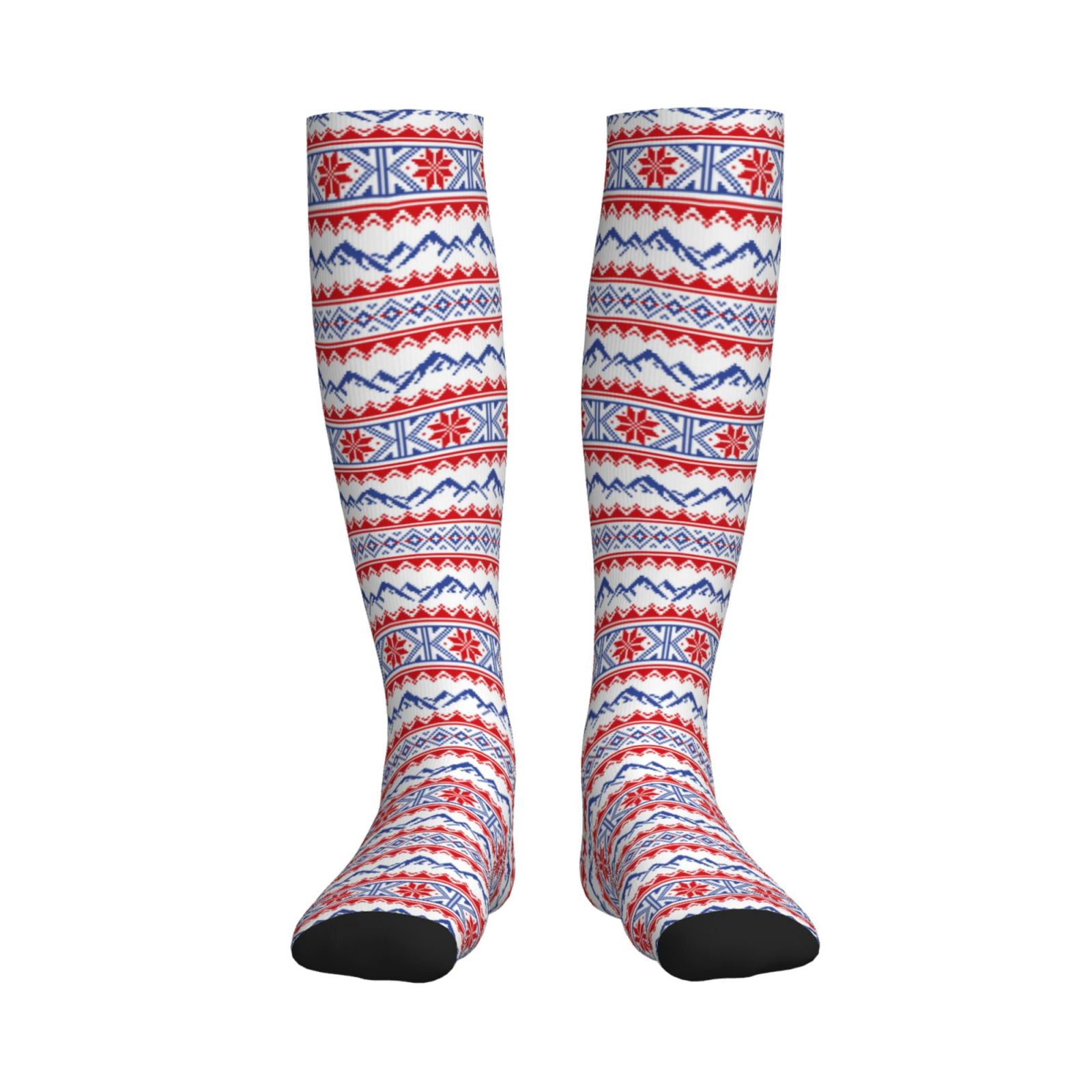 Bixox red blue Snow Mountain Print Compression Socks,Compression Socks ...