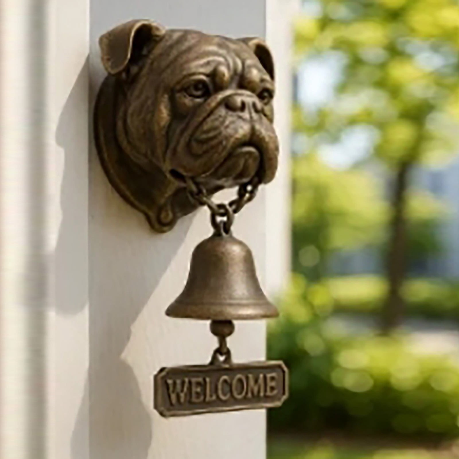 Biyua Home Decor Animal Welcome Dog Bell Doorbell (Bulldog) Beige ...