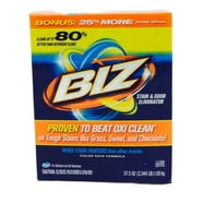 Biz Powder Laundry Stain and Odor Eliminator, 37.5 Oz - High-Efficiency ...