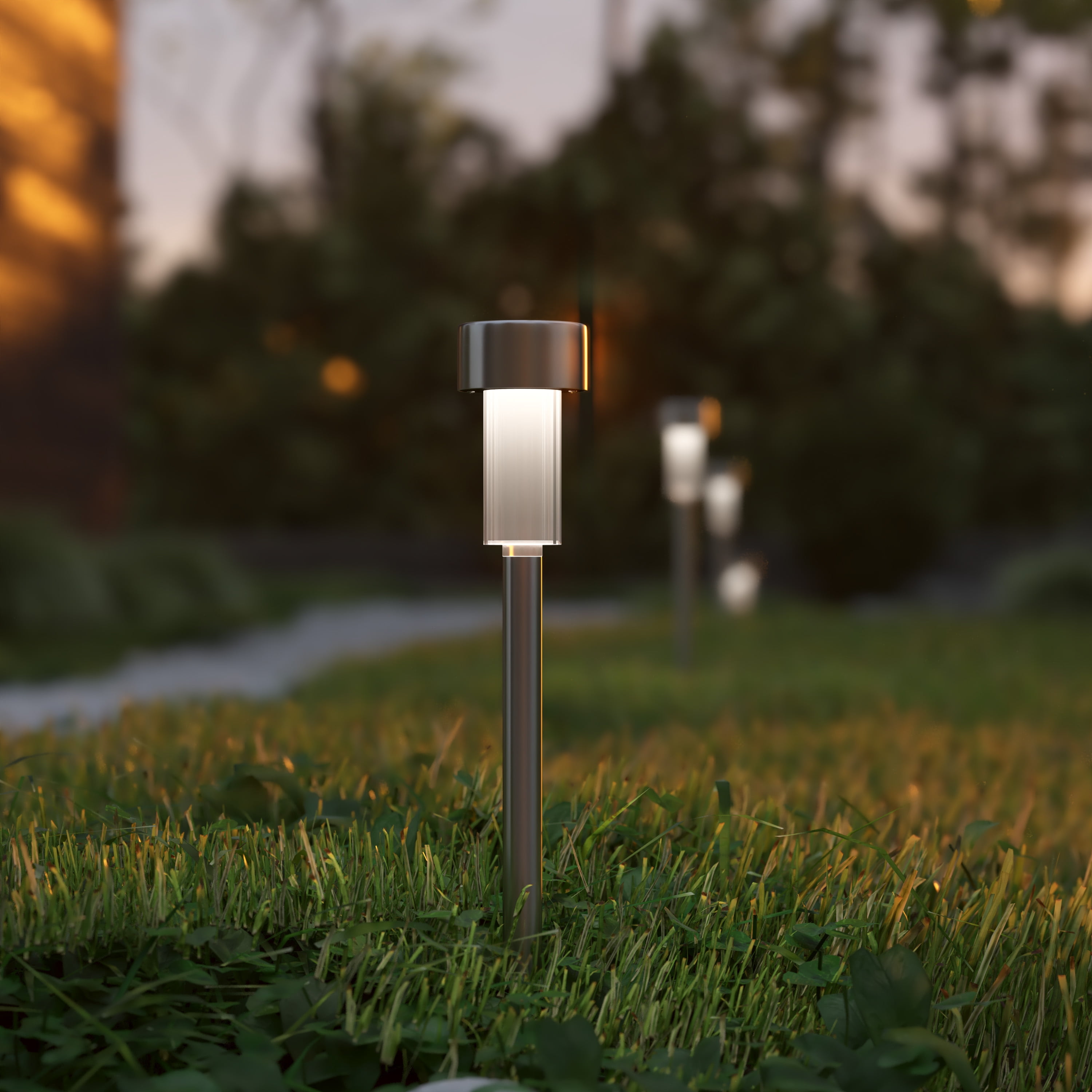 BizChair 12 Pack Stainless Steel LED Solar Lights, Weather Resistant ...