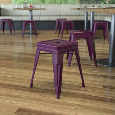 Emma + Oliver 18 Inch Table Height Indoor Stackable Metal Dining Stool ...