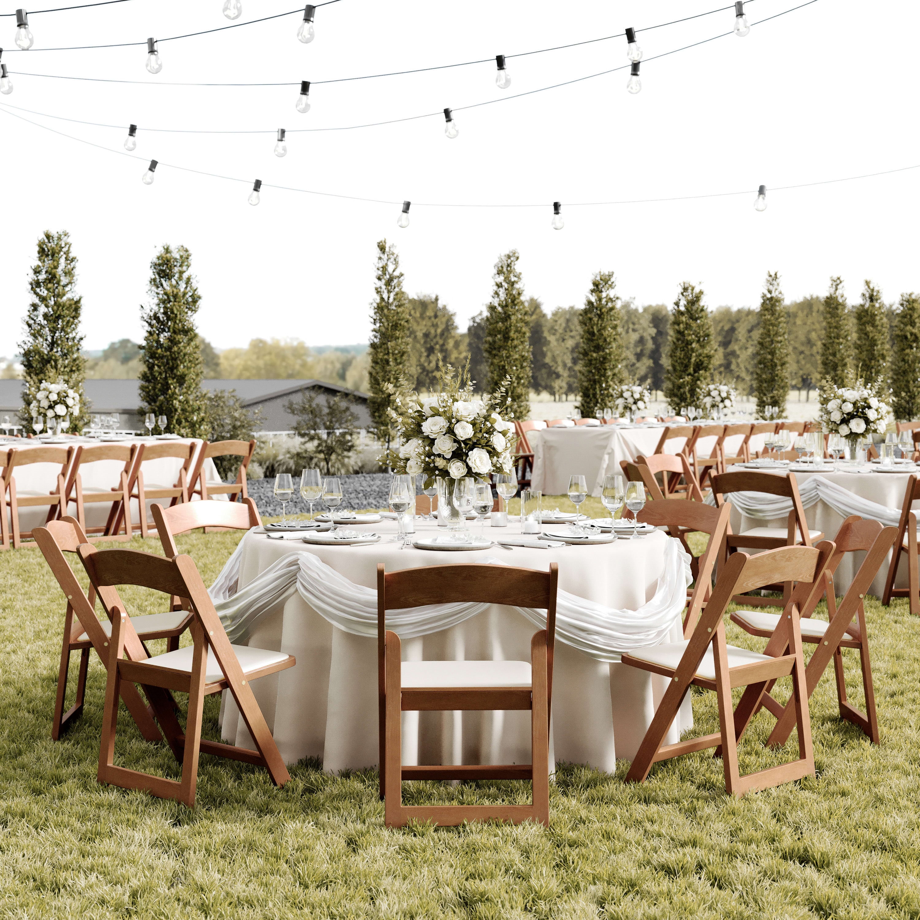 BizChair 2 Pack Commercial Chestnut Indoor/Outdoor Lightweight Wood ...