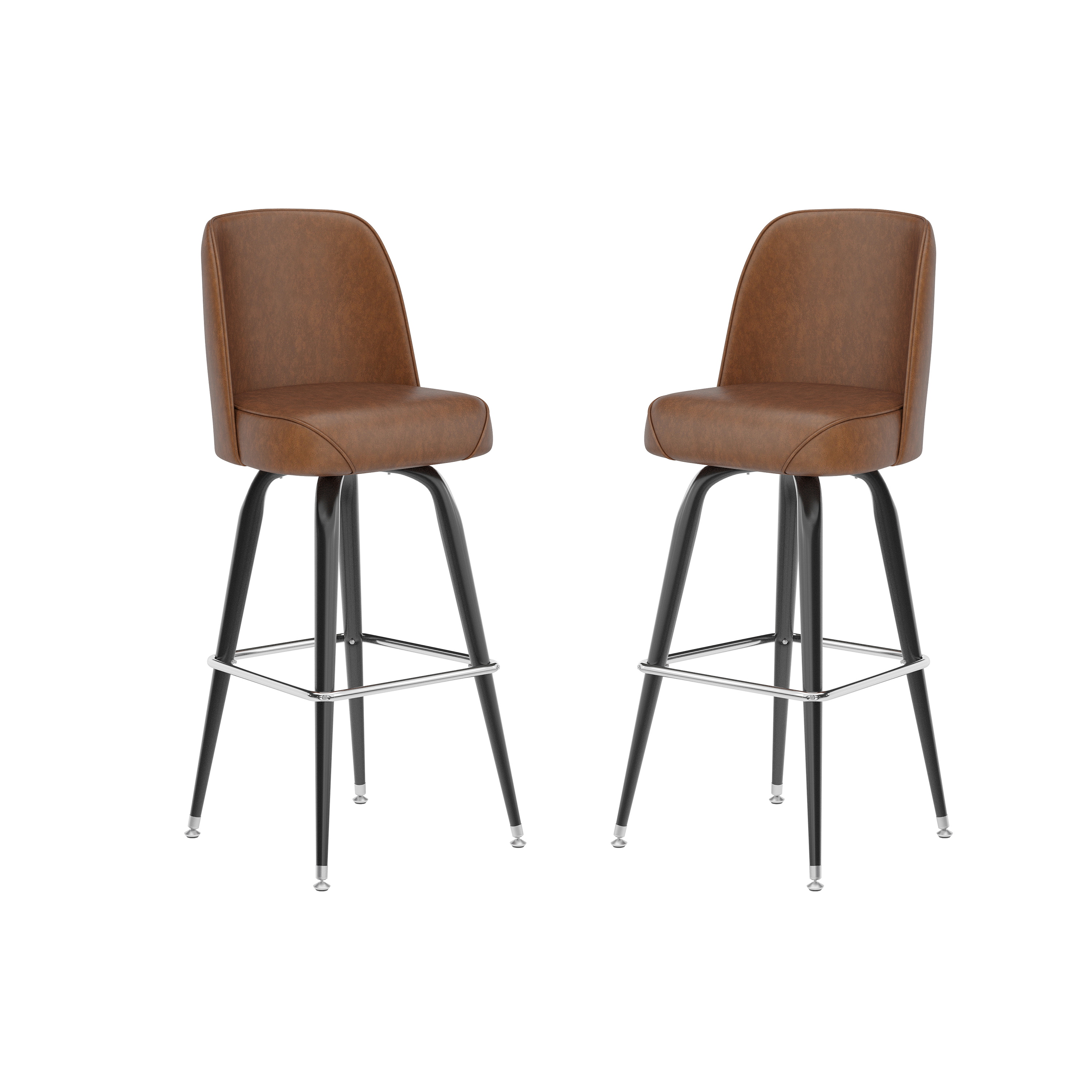BizChair 2 Pack Commercial Grade Metal Barstool with Weathered Brown ...