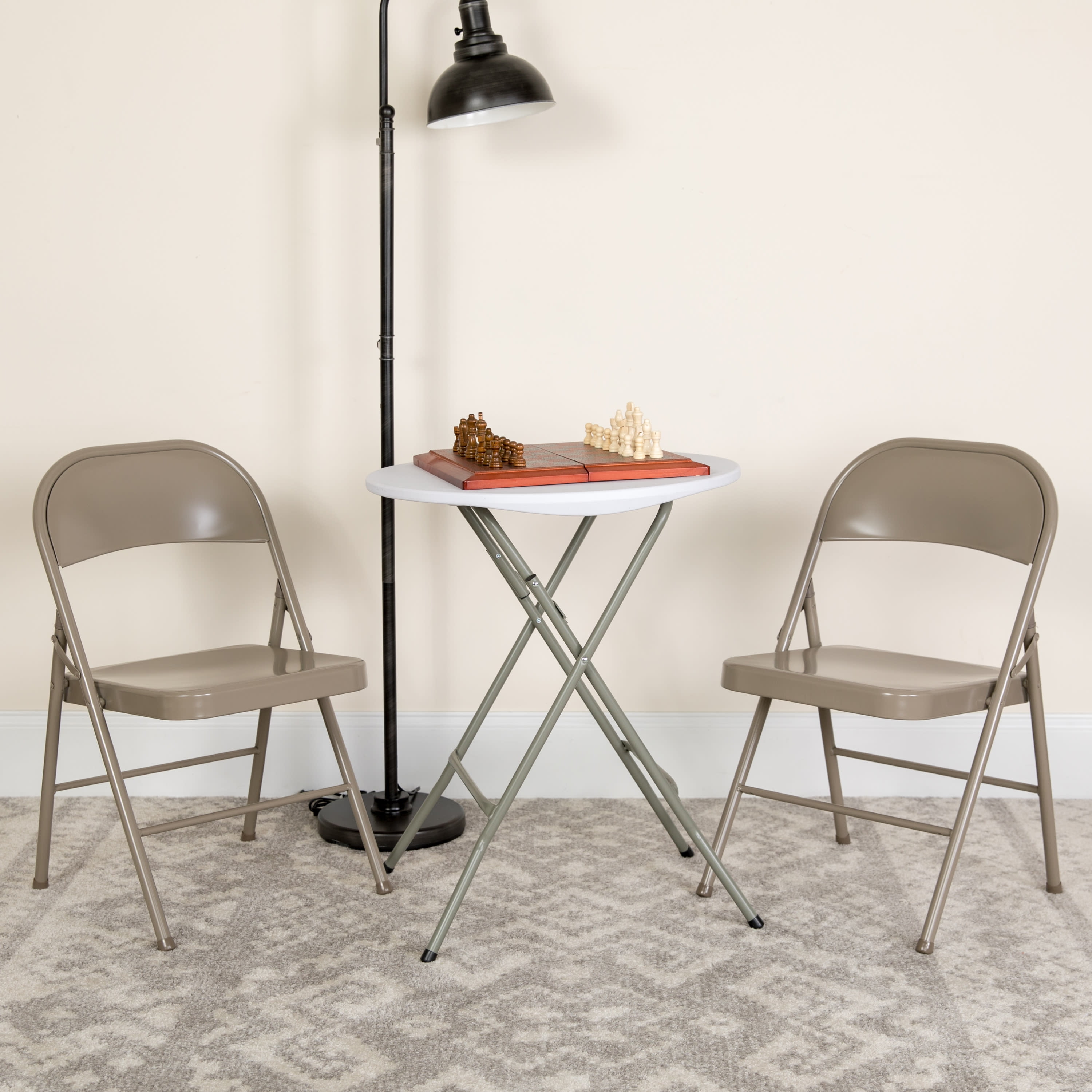 BizChair 2 Pack Double Braced Gray Metal Folding Chair - Walmart.com