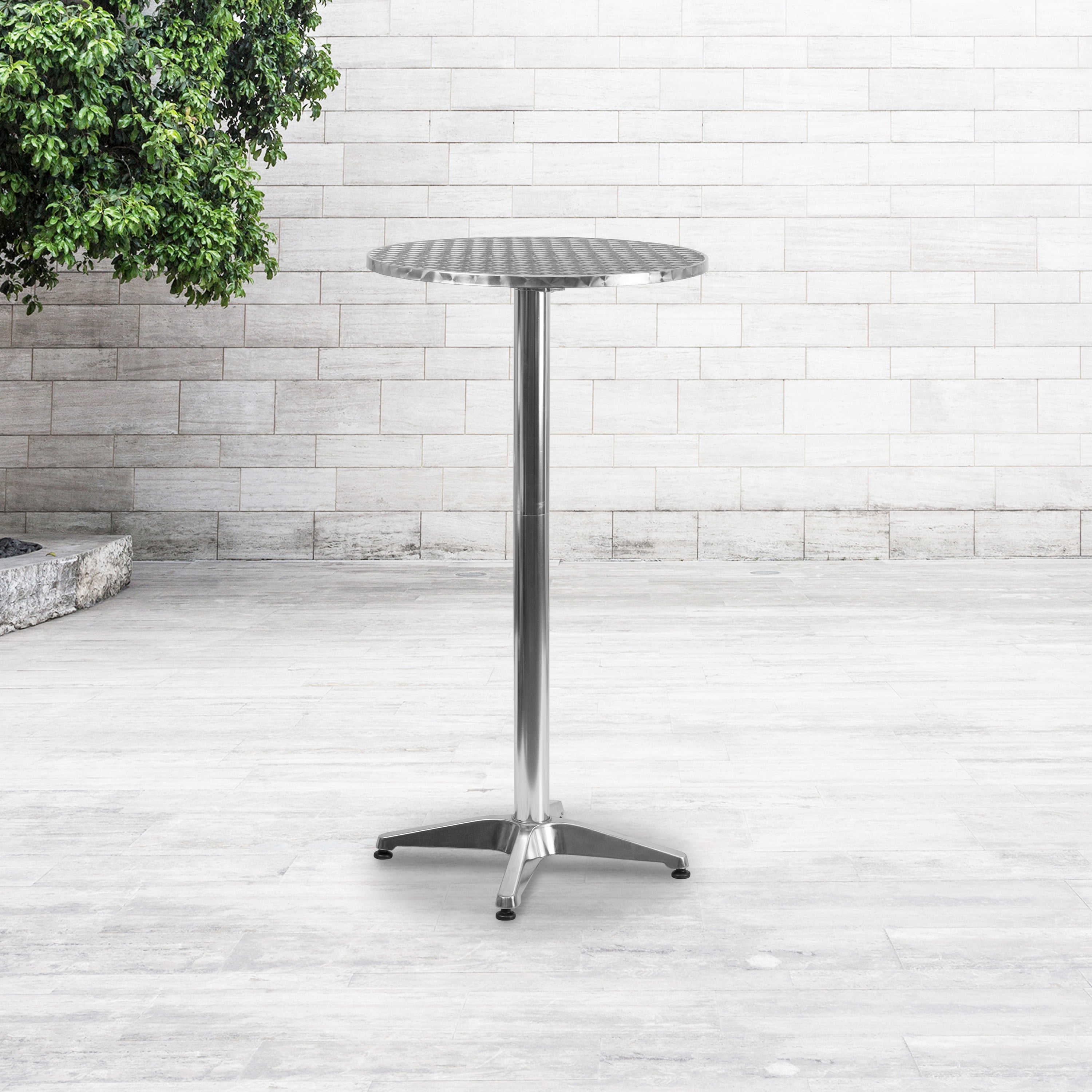 BizChair 23.25" Round Aluminum Indoor-Outdoor Bar Height Table with ...