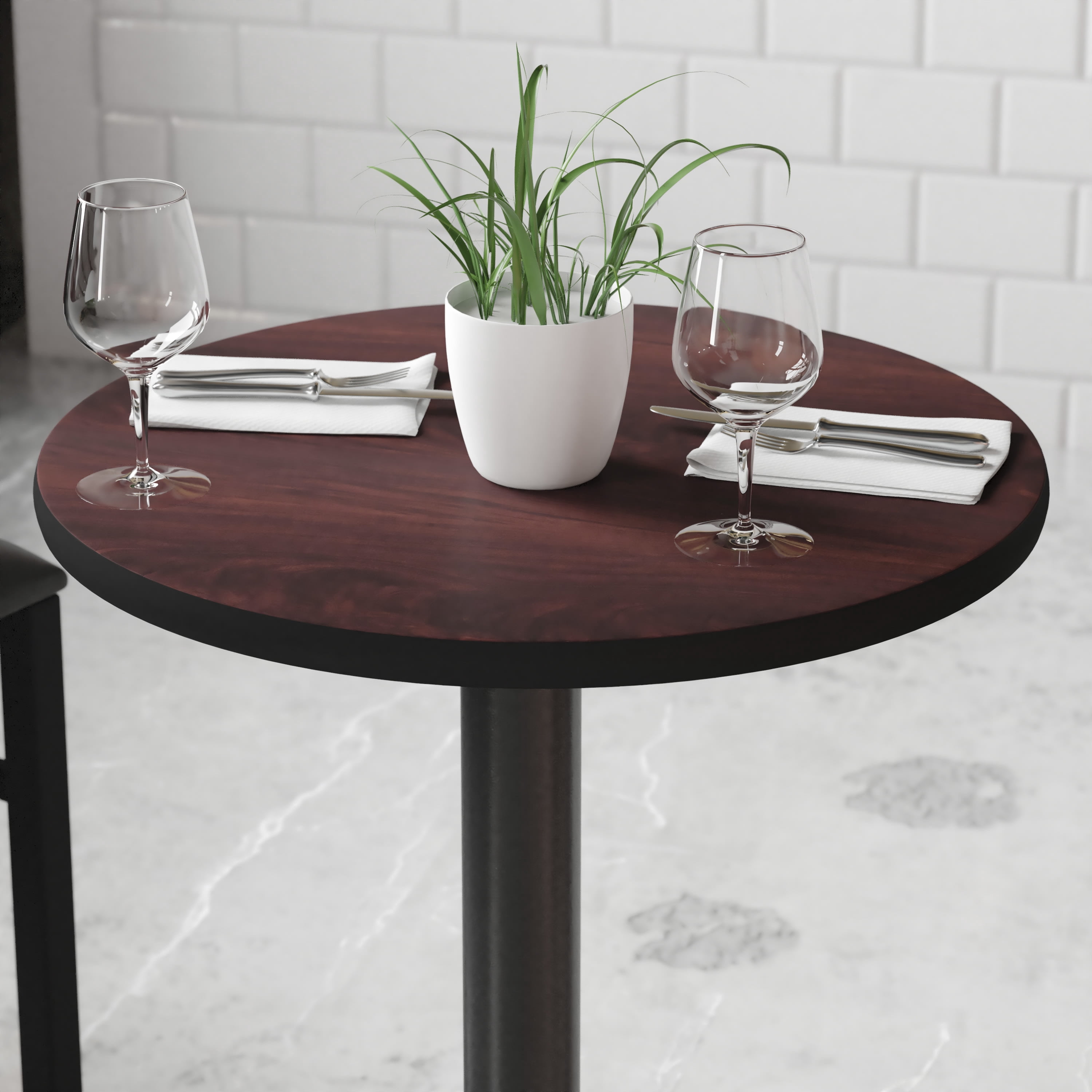 BizChair 24'' Round Table Top with Black or Mahogany Reversible ...