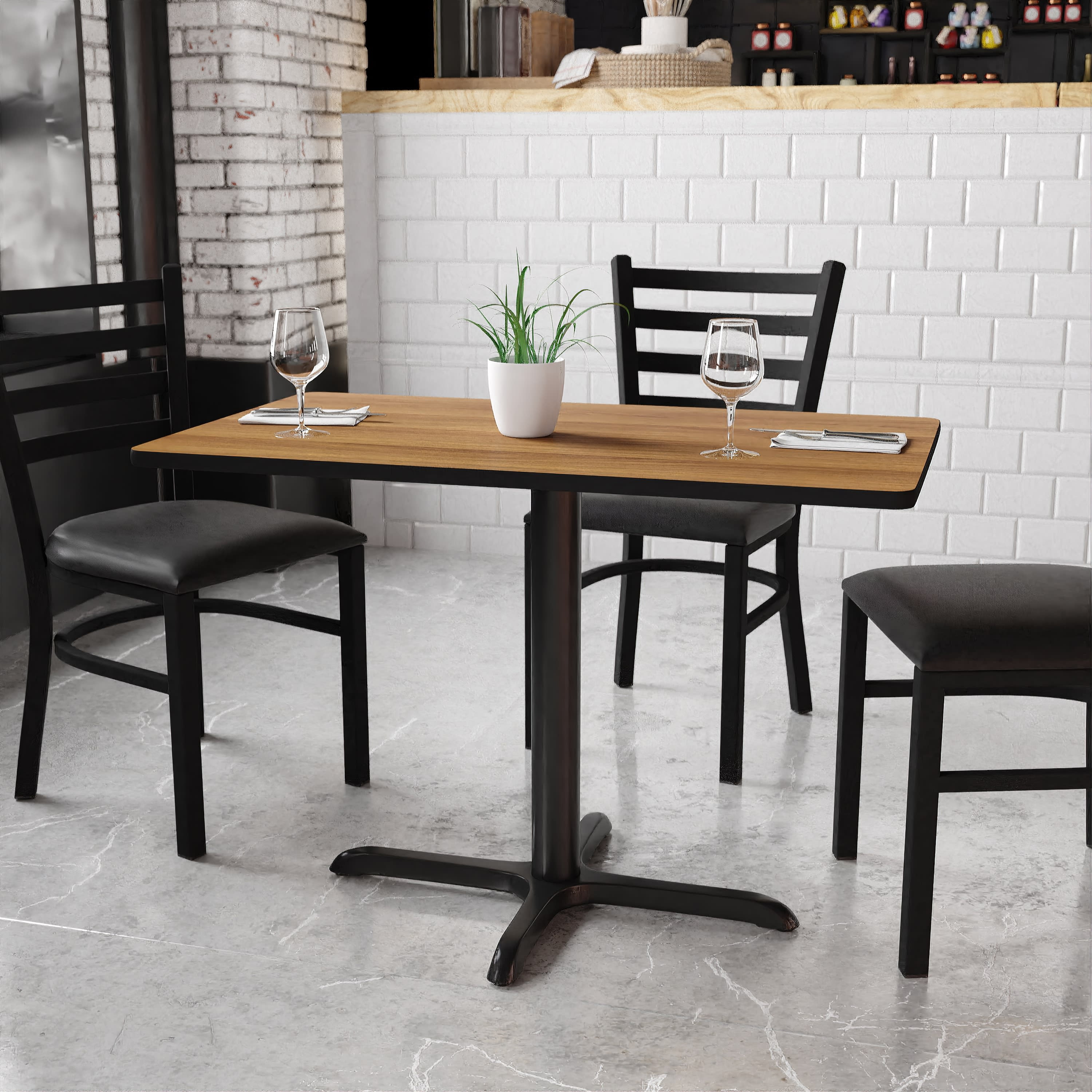 BizChair 24'' x 42'' Rectangular Walnut Laminate Table Top with 23.5 ...