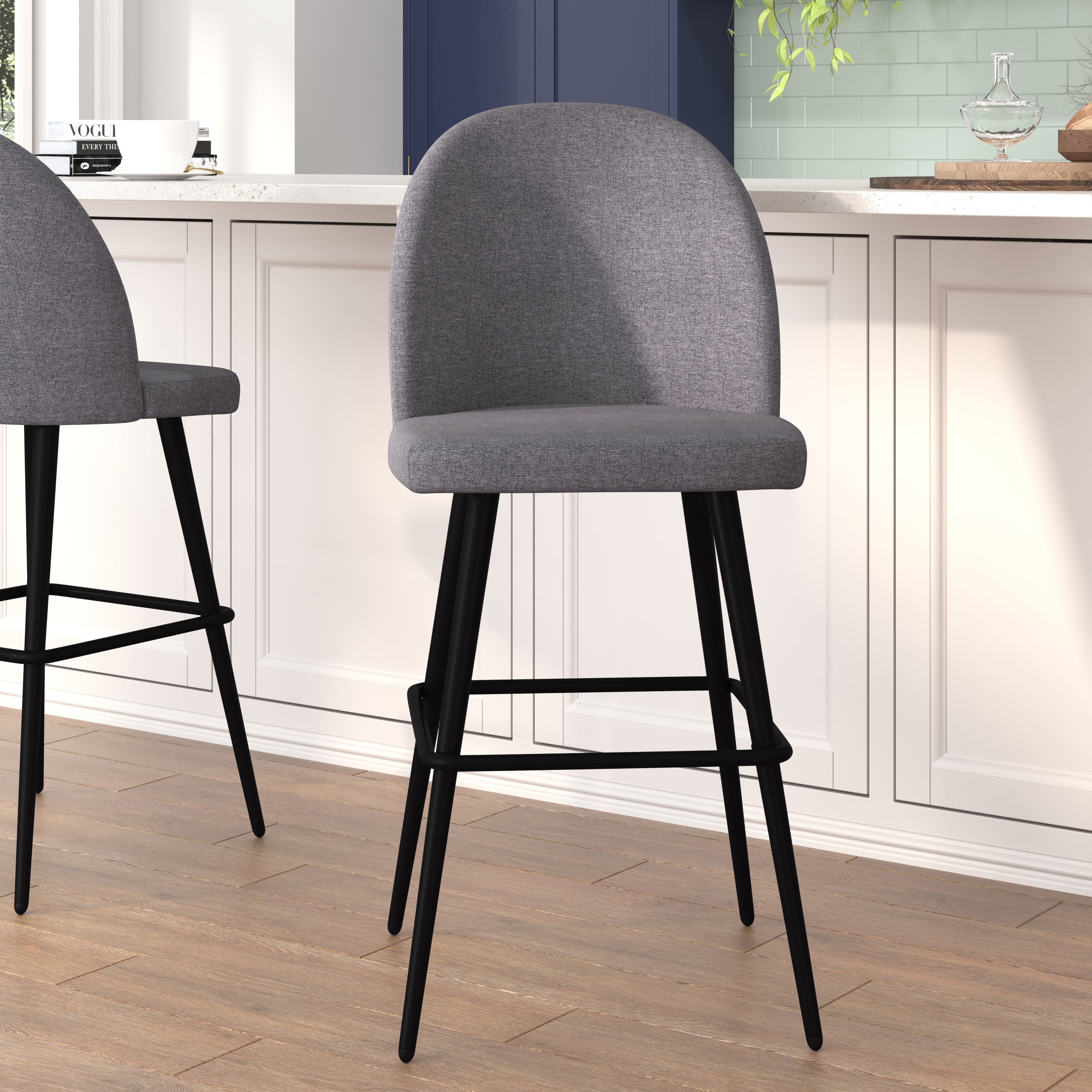 BizChair 30" Commercial Grade High Back Modern Armless Barstools with ...