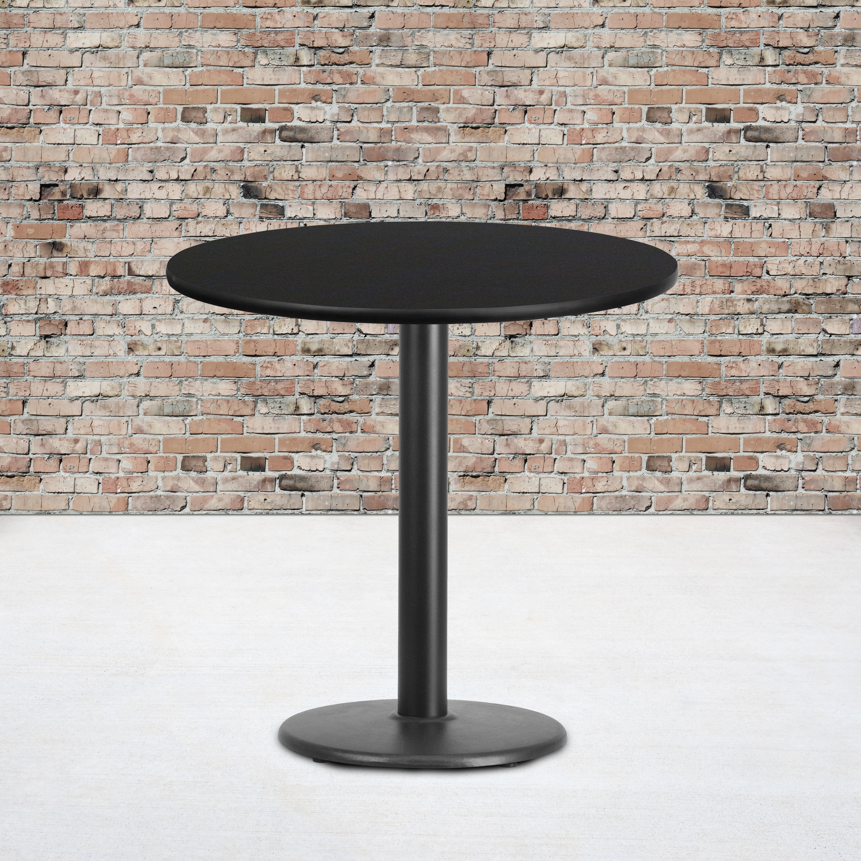 BizChair 30'' Round Black Laminate Table Top with 18'' Round Table ...