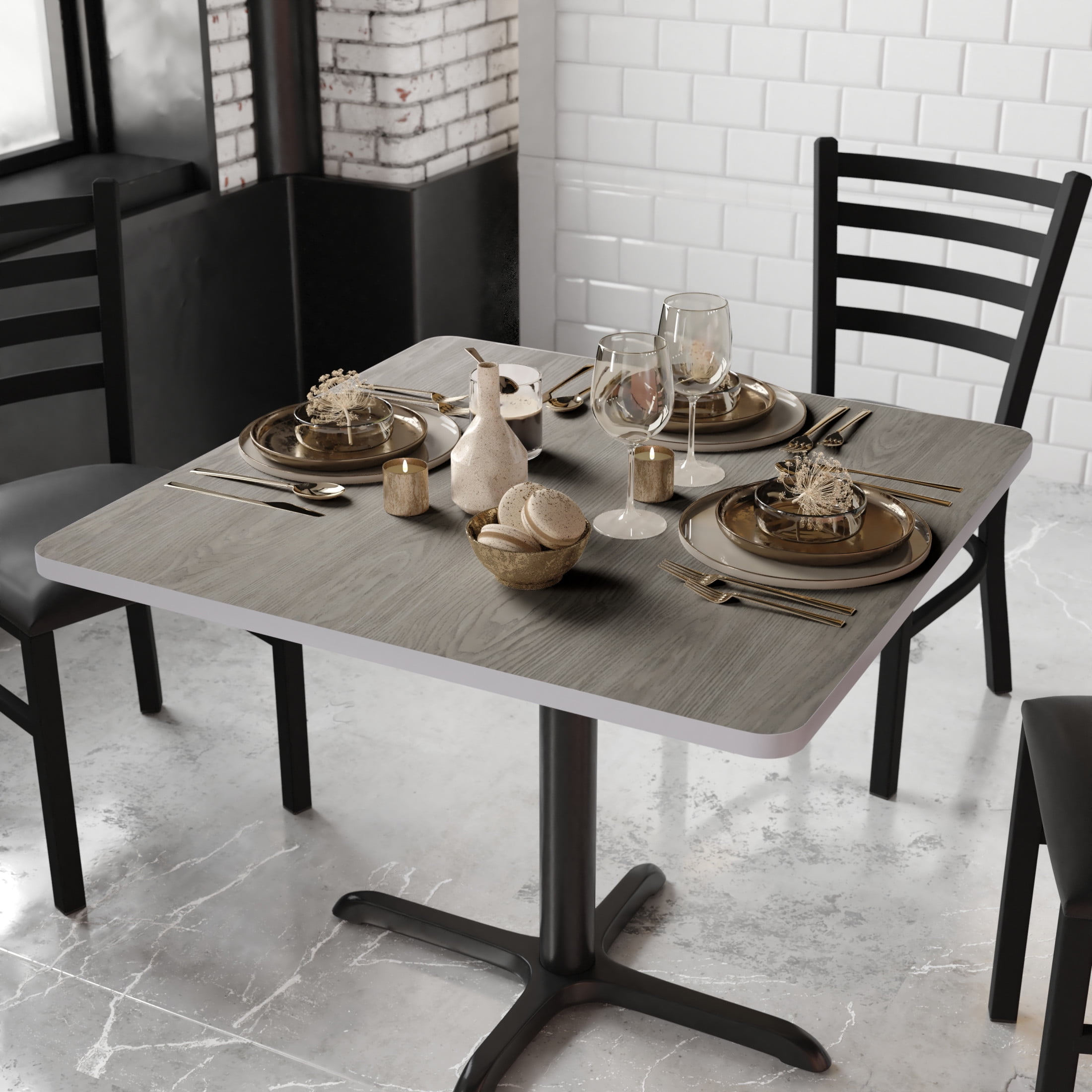 BizChair 36" Square Table Top with White or Gray Reversible Laminate ...