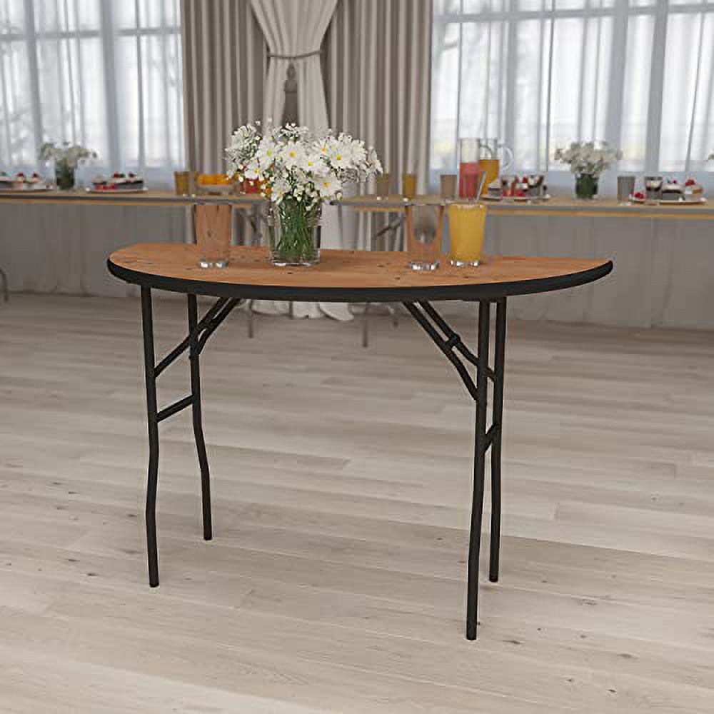 BizChair 4-Foot Half-Round Wood Folding Banquet Table - Event ...