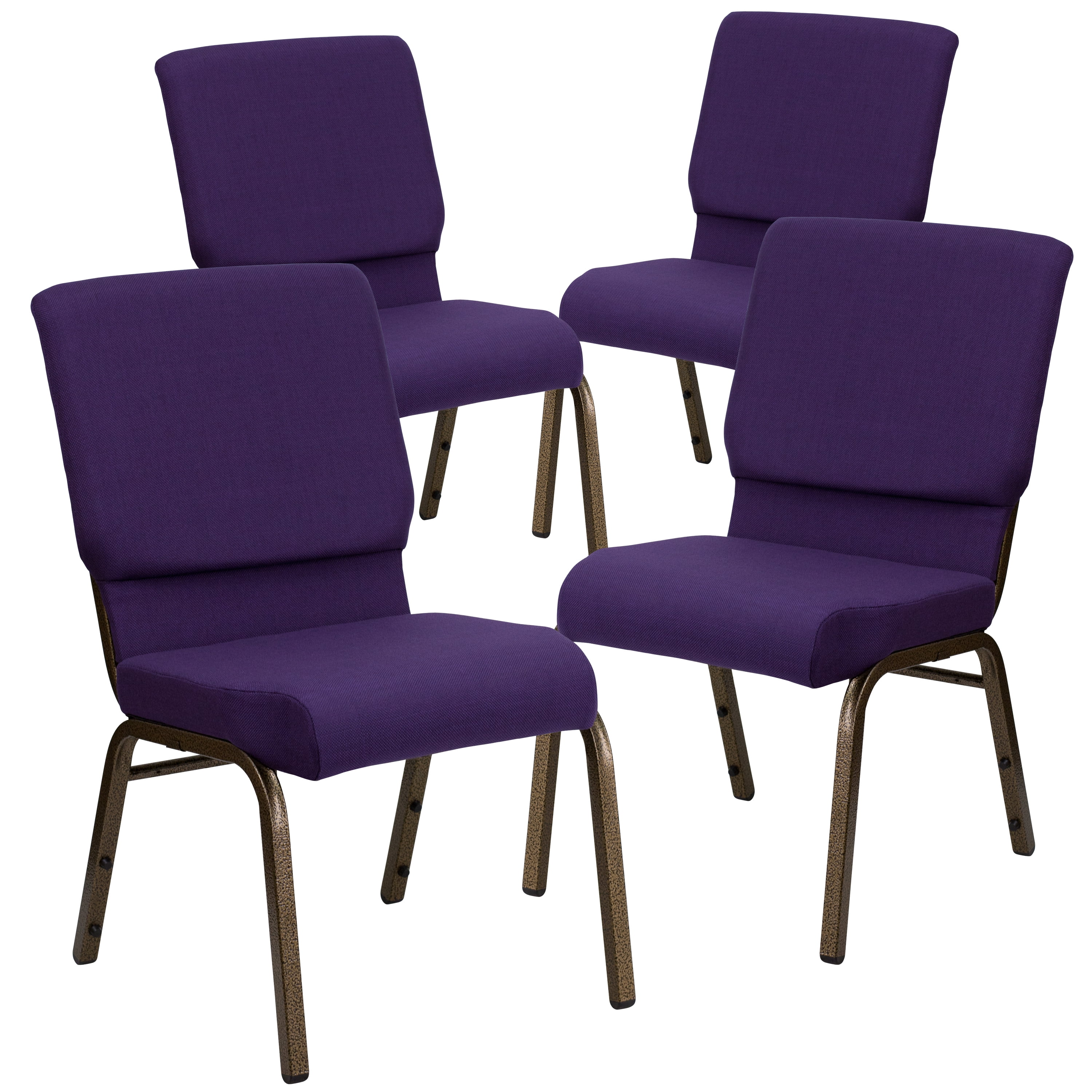 BizChair 4 Pack 18.5''W Stacking Church Chair in Royal Purple Fabric ...
