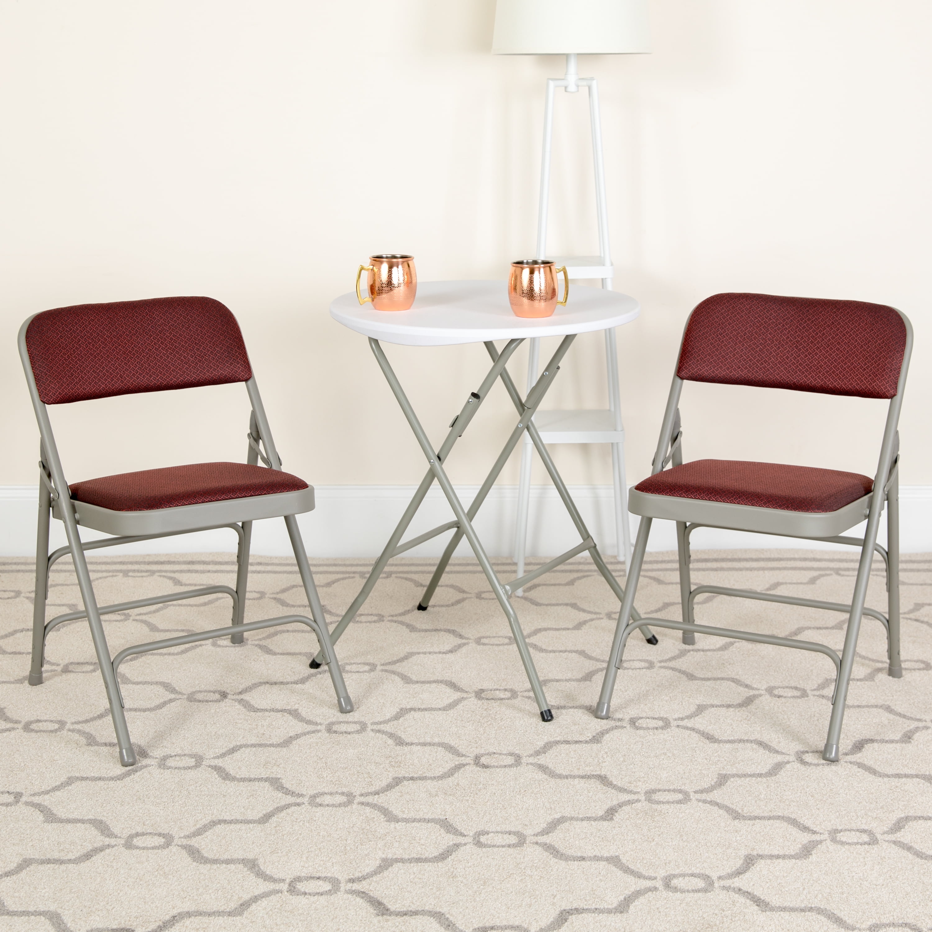 BizChair 4 Pack Curved Triple Braced & Double Hinged Burgundy Patterned ...
