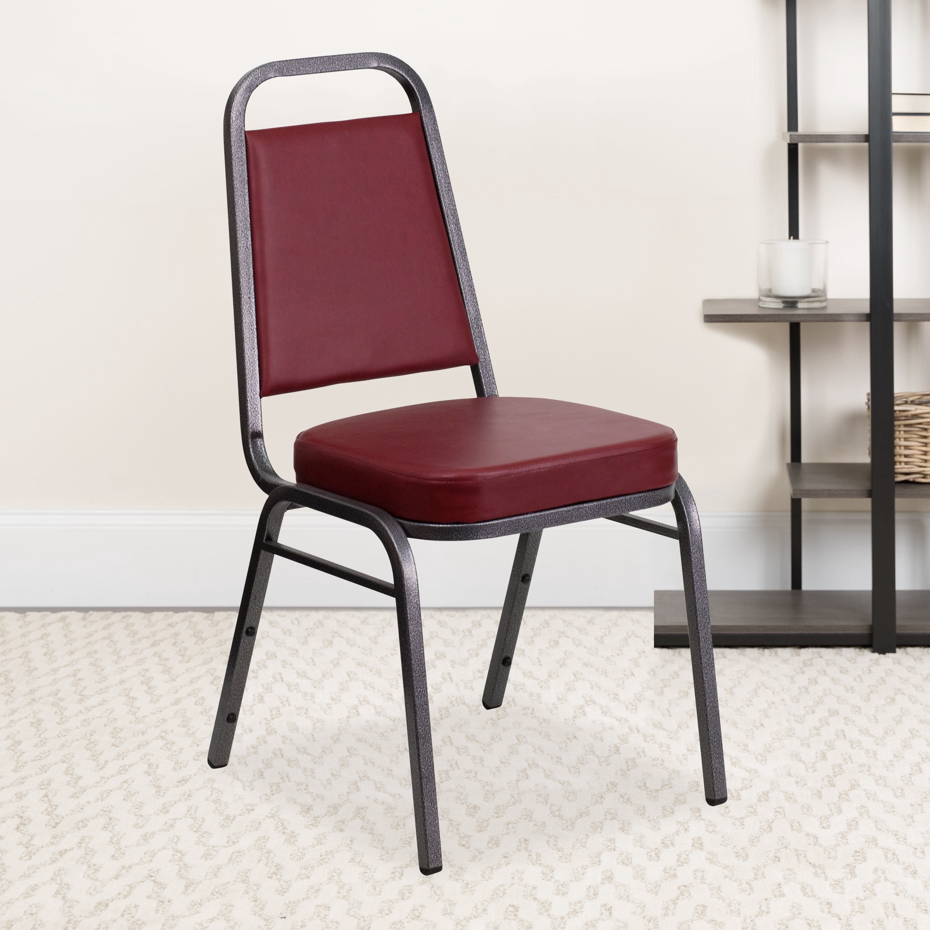 BizChair 4 Pack Trapezoidal Back Stacking Banquet Chair in Burgundy ...