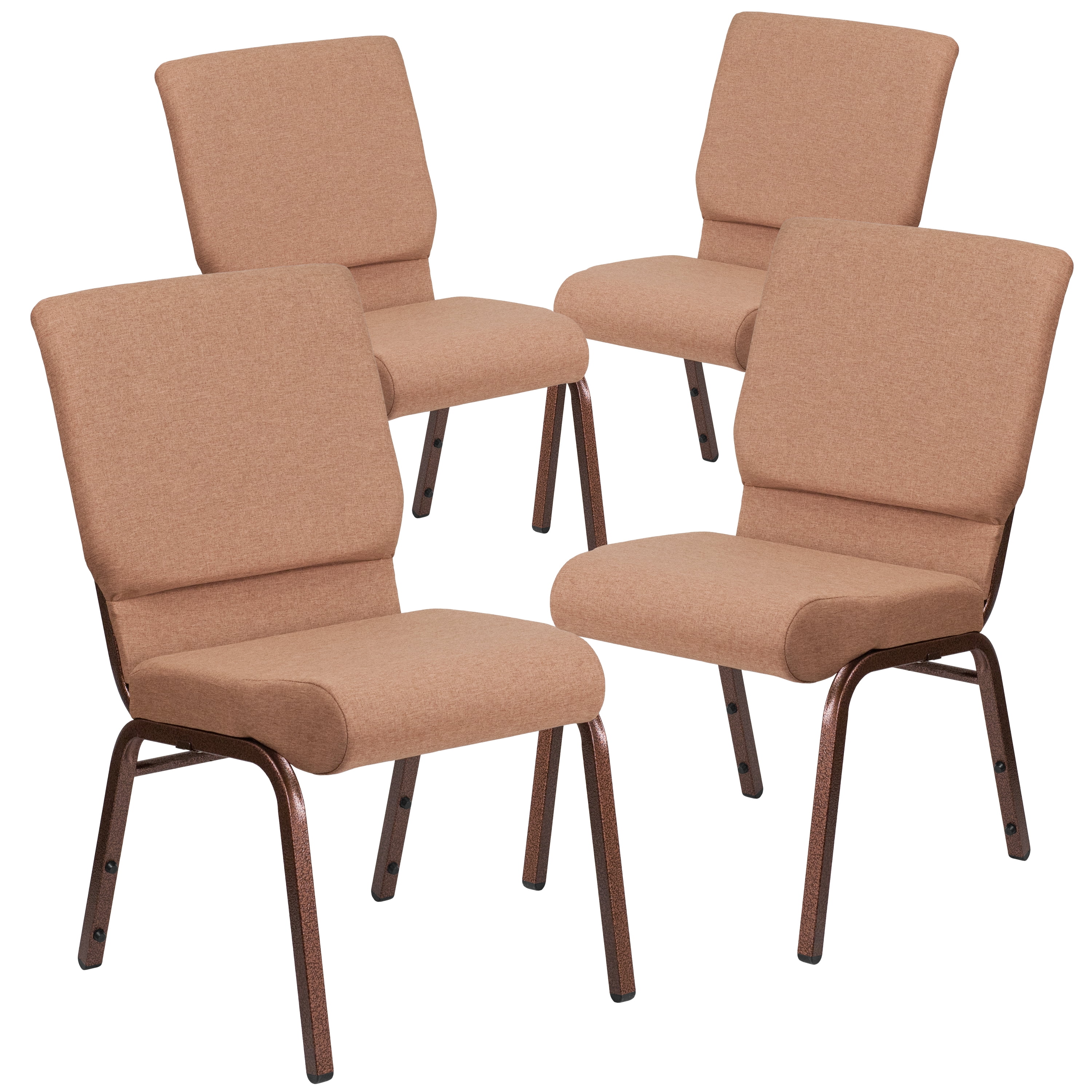 BizChair 4 Pk. 18.5''W Stacking Church Chair in Caramel Fabric - Copper ...