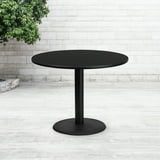 BizChair 42'' Round Black Laminate Table Top with 24'' Round Table ...