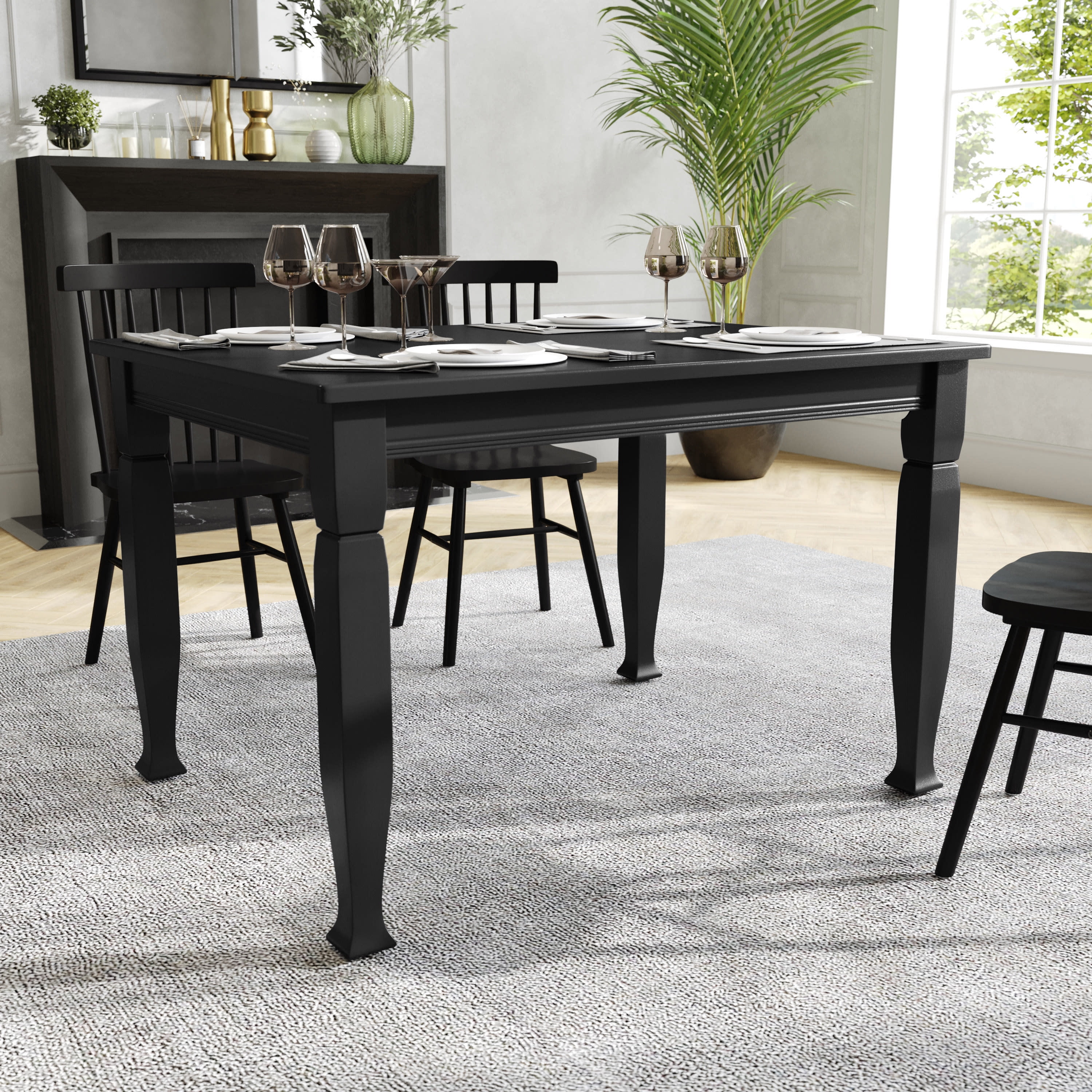 BizChair 47" Solid Wood Dining Table with Turned Wooden Legs ...