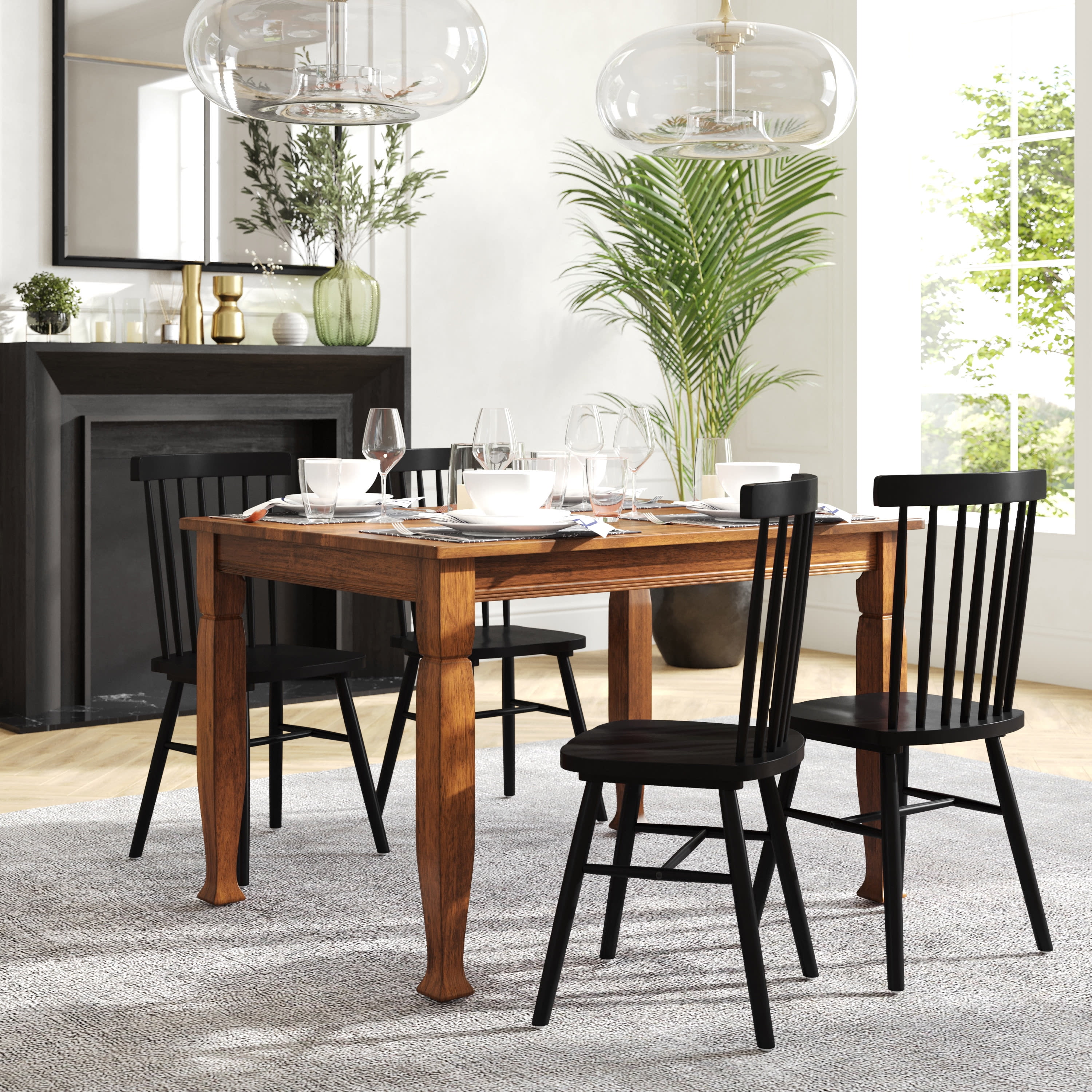 BizChair 47" Solid Wood Dining Table with Turned Wooden Legs ...