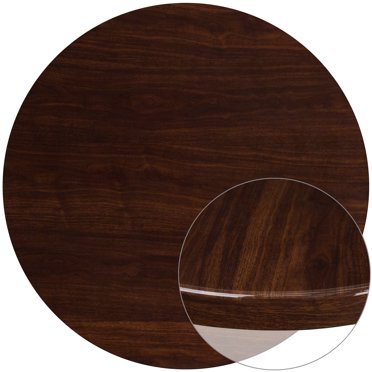 Flash Furniture 48'' Round High-Gloss Mahogany Resin Table Top with 2 ...