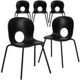BizChair 5 Pack 770 lb. Capacity Designer Black Plastic Stack Chair ...