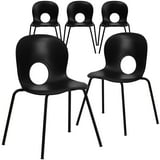 BizChair 5 Pack 770 lb. Capacity Designer Black Plastic Stack Chair ...