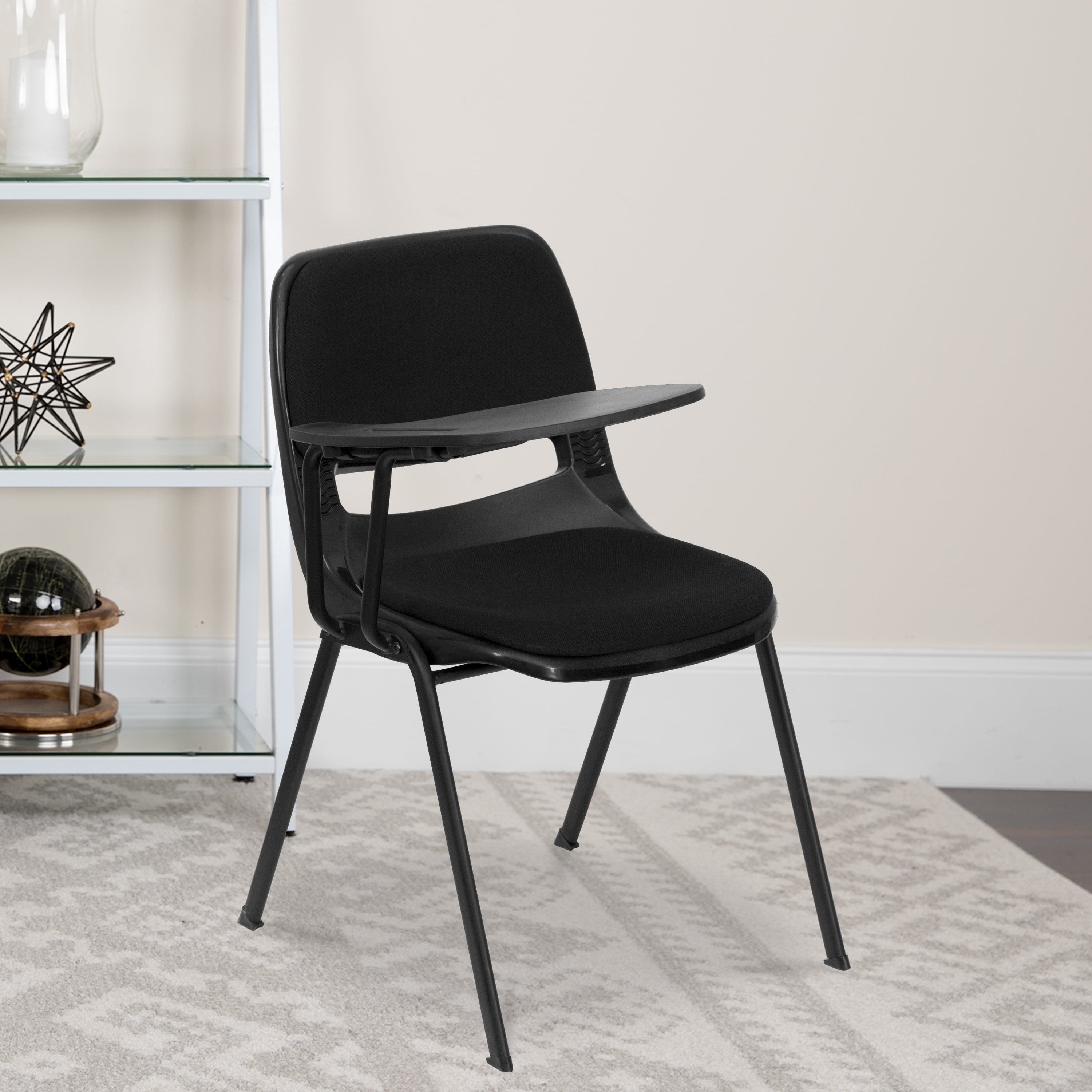 BizChair 5 Pack Black Padded Ergonomic Shell Chair with Right Handed ...