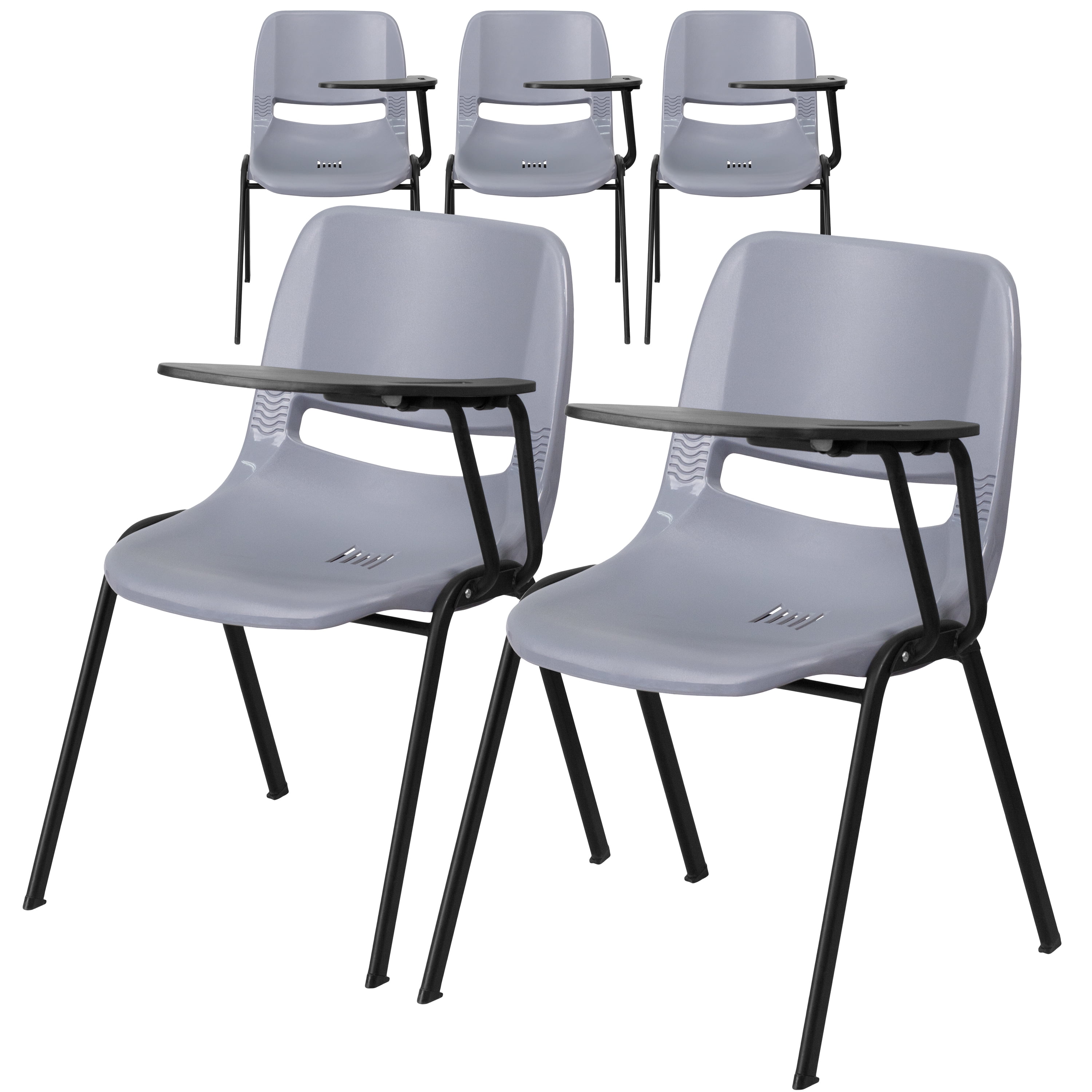 BizChair 5 Pack Gray Ergonomic Shell Chair with Left Handed Flip-Up ...