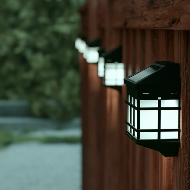 BizChair 6 Pack Wall Mount LED Solar Lights - Weather Resistant Black ...