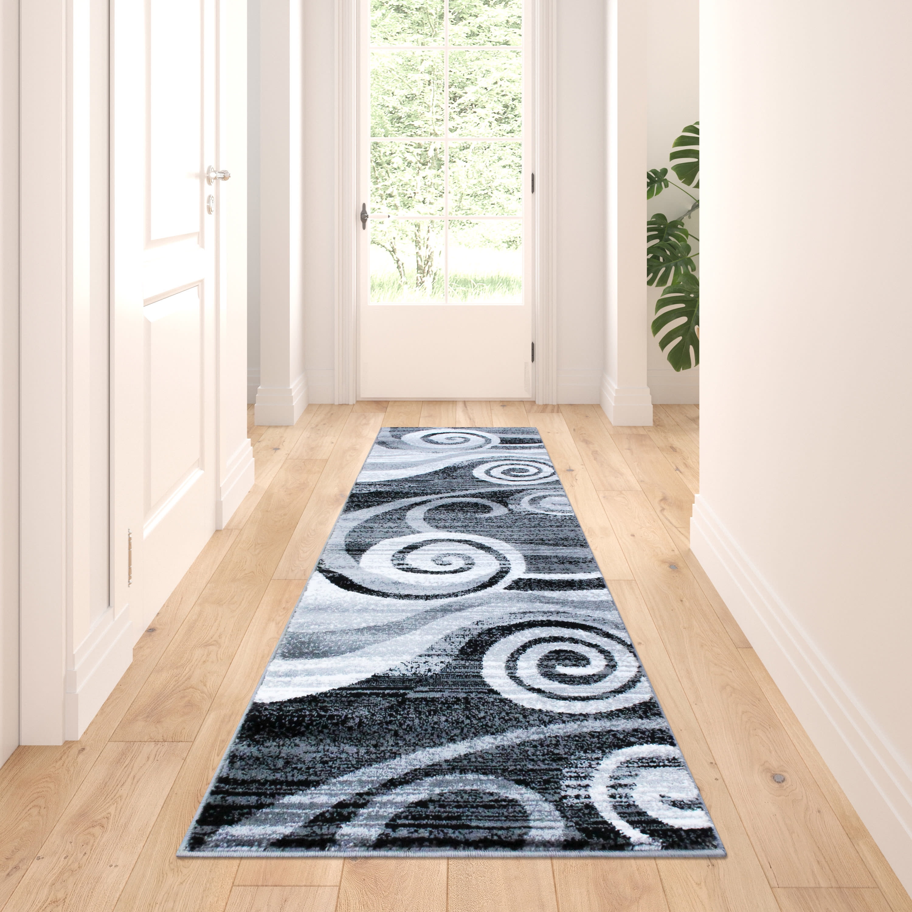 BizChair Area Rug Modern Contemporary Design 1103 Grey White Black (2 ...