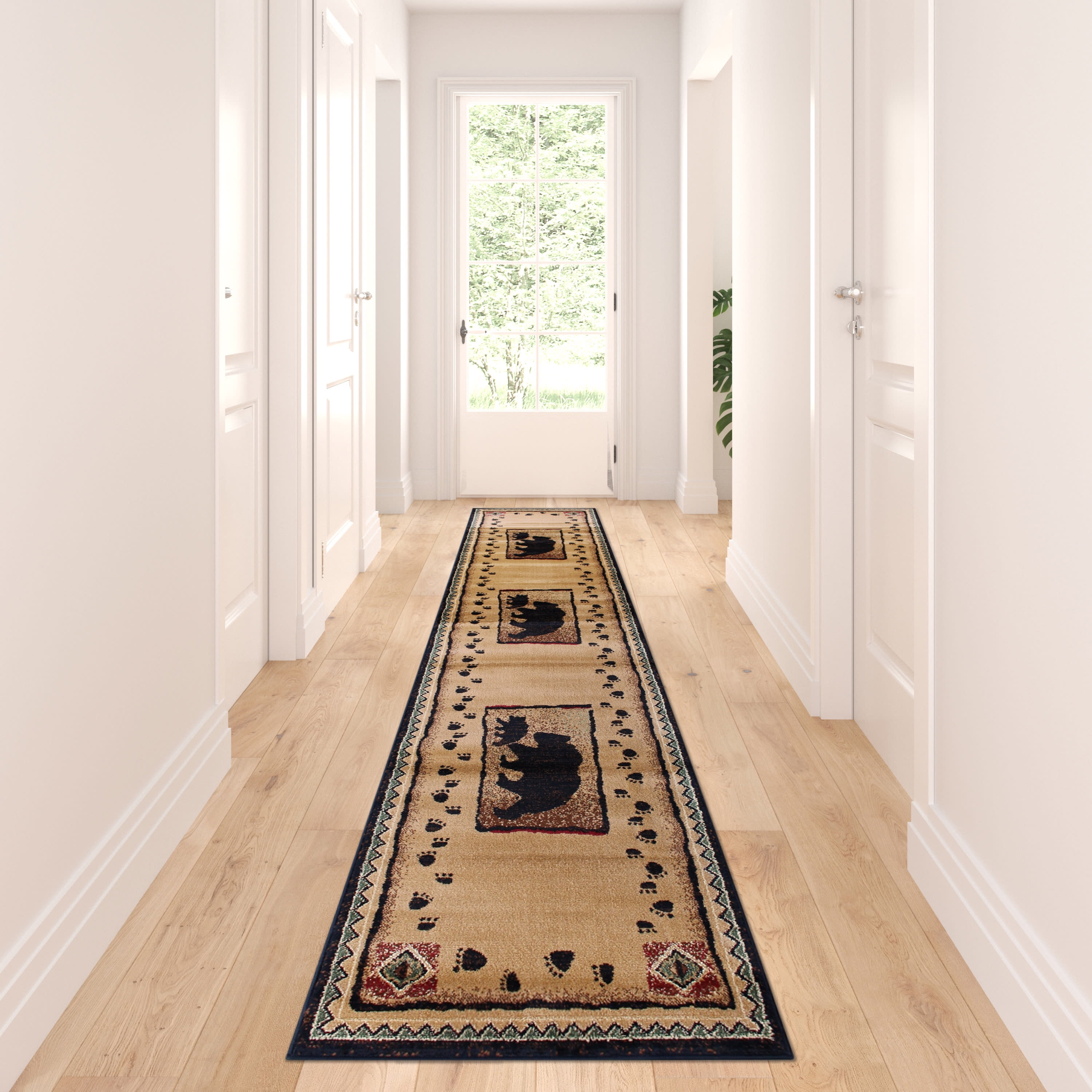 BizChair Cabin Lodge Long Runner Area Rug with Bear And Cub Image (2 ...