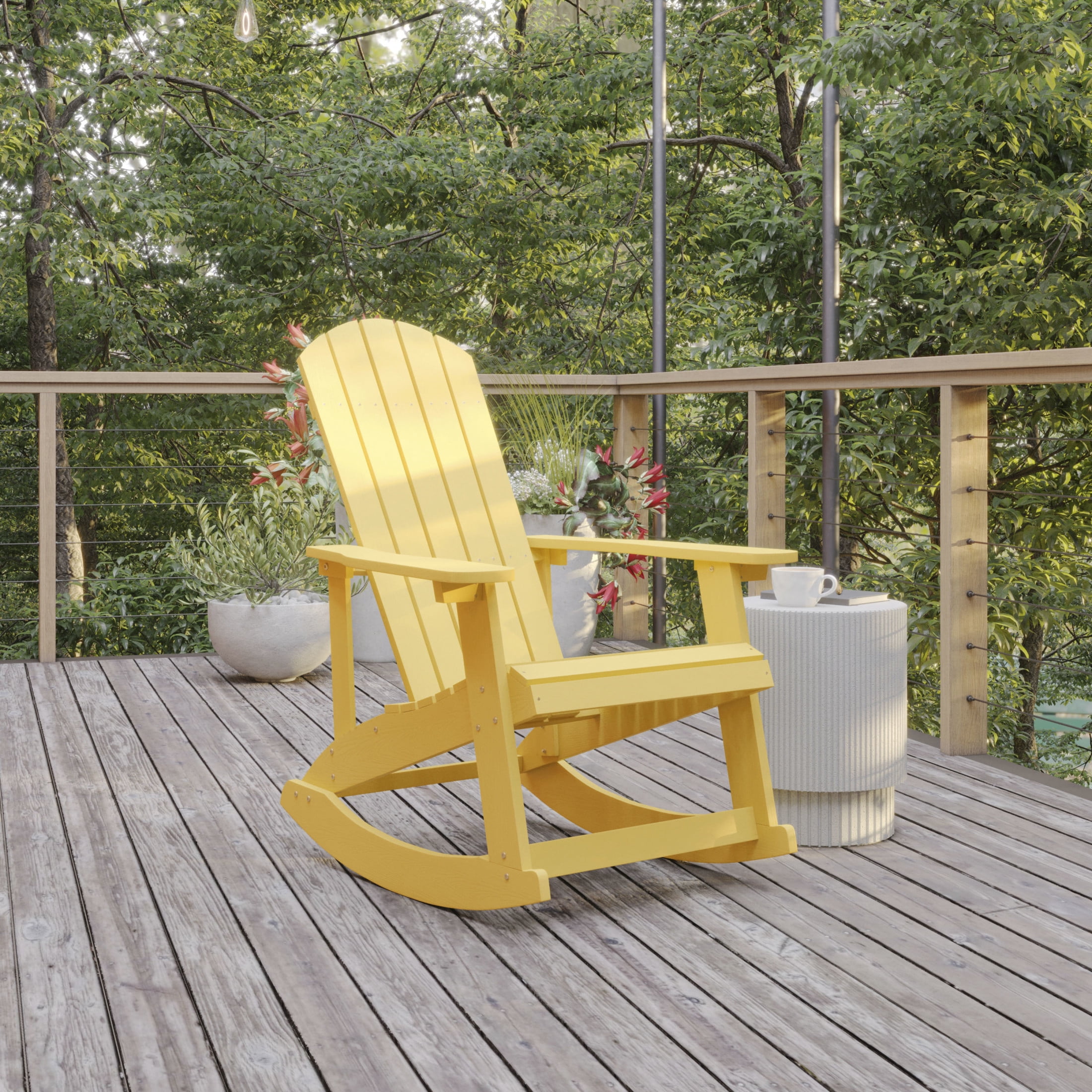 BizChair Casual Vertical Lattice Back Polystyrene Wood Rocking Chair ...