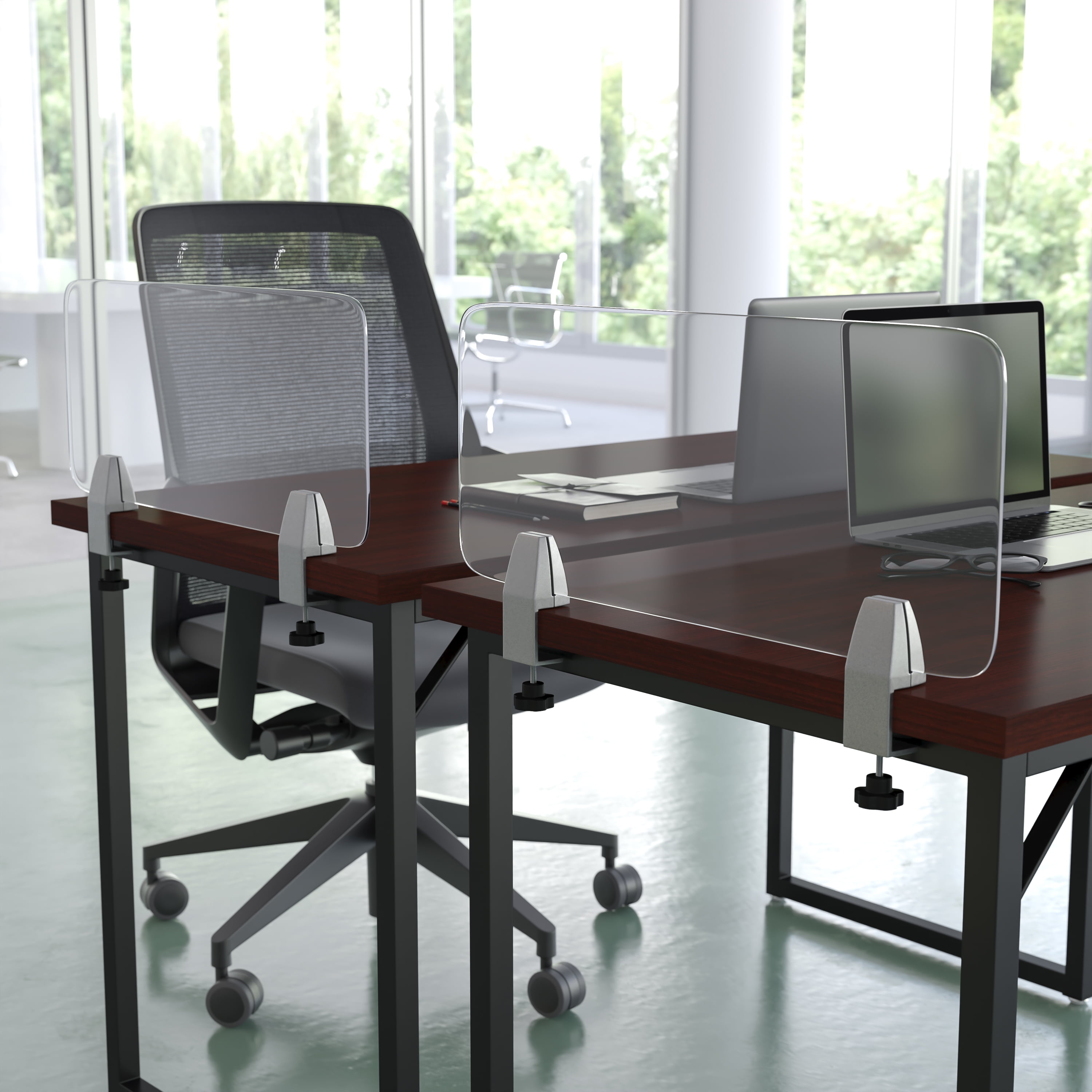 BizChair Clear Acrylic Desk Partition, 12"H x 23"L (Hardware Included ...