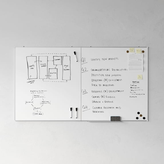 BizChair Commercial 72" x 40" Whiteboard, Aluminum Magnetic Dry Erase ...