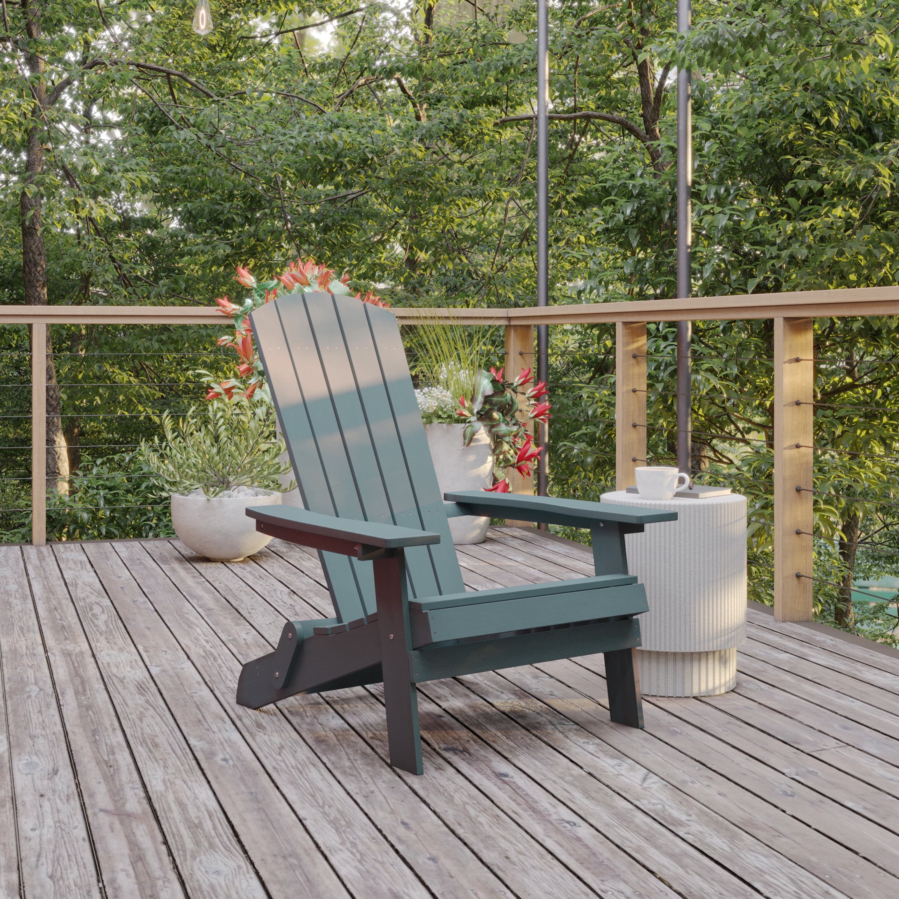 BizChair Commercial Folding Adirondack Chair - Sea Foam - Poly Resin ...