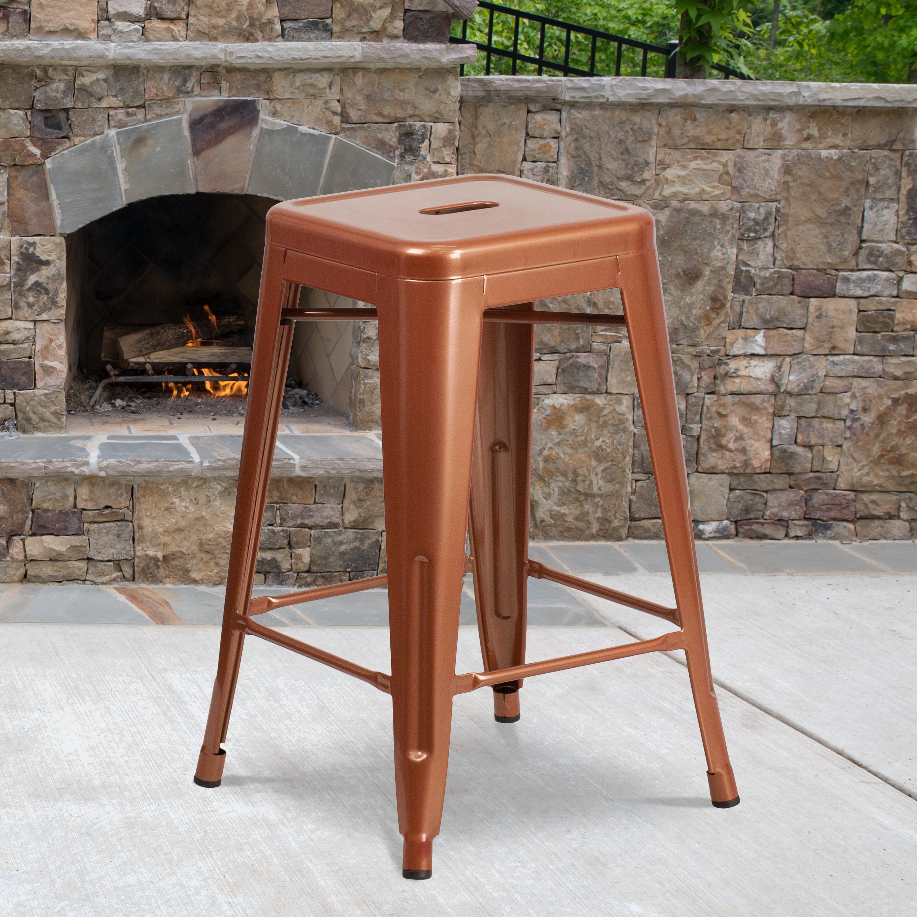 BizChair Commercial Grade 4 Pack 24" High Backless Copper Indoor ...