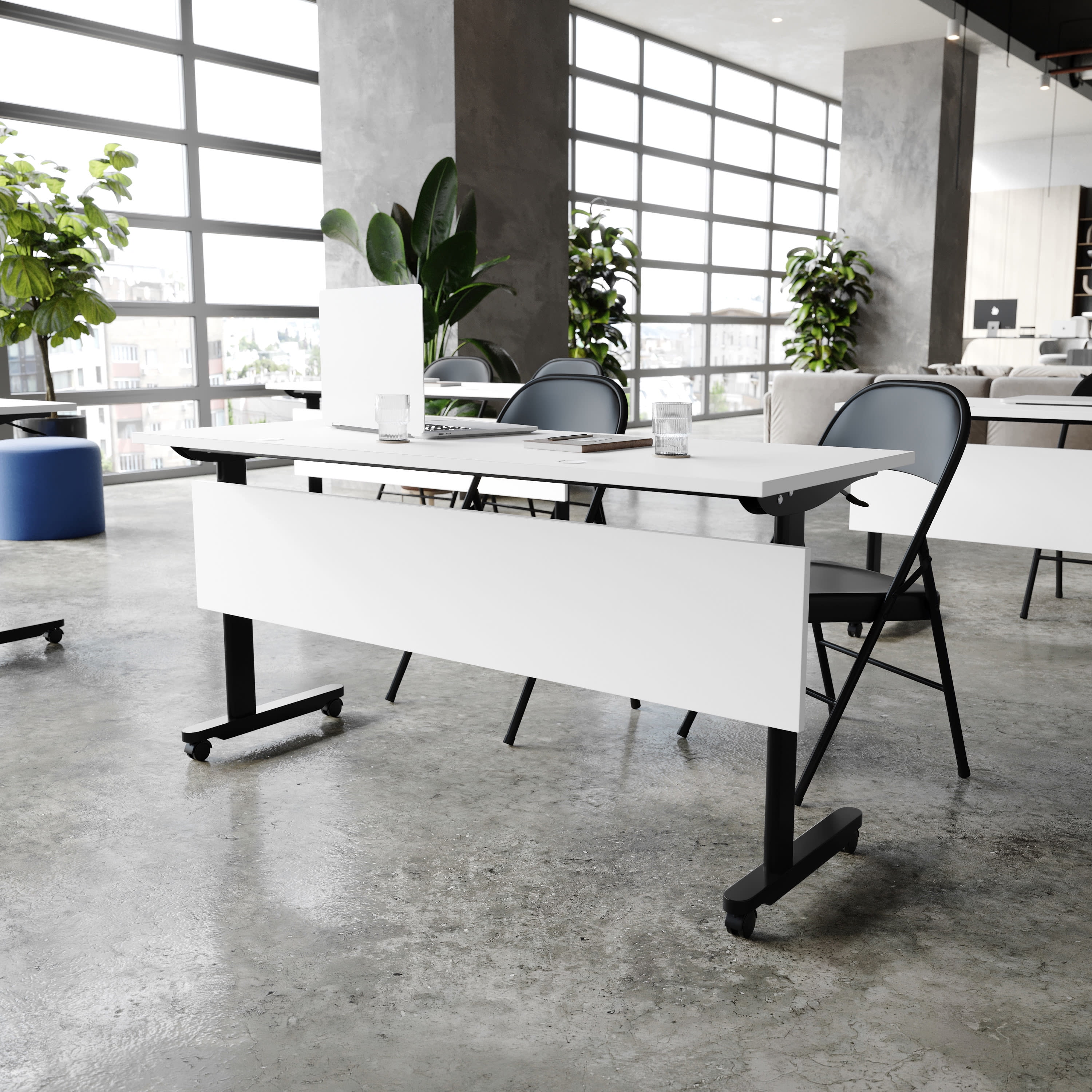 BizChair Commercial Grade 60" x 24" Heavy-Duty Nesting Flip Training ...