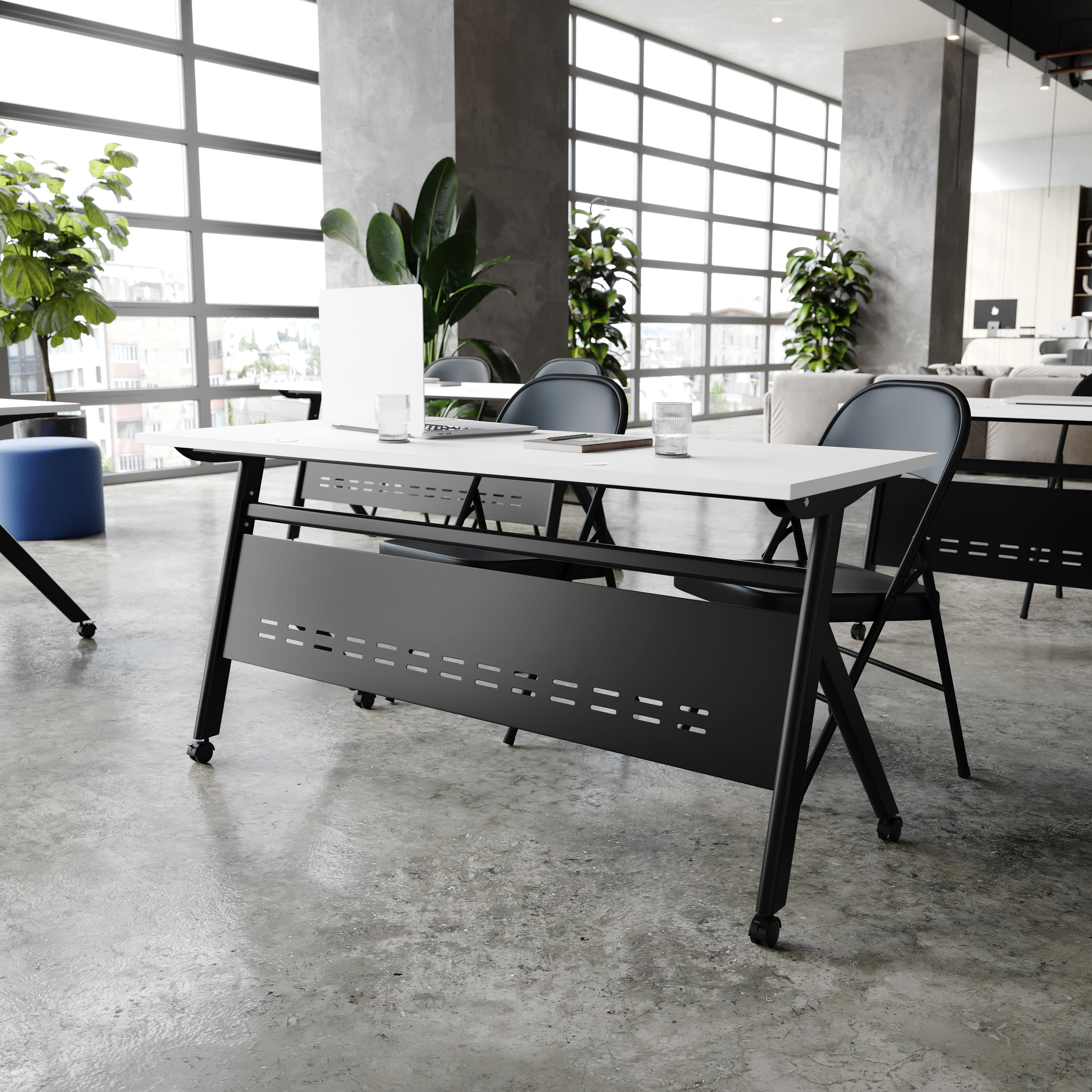 BizChair Commercial Grade 60" x 24" Heavy-Duty Nesting Flip Training ...