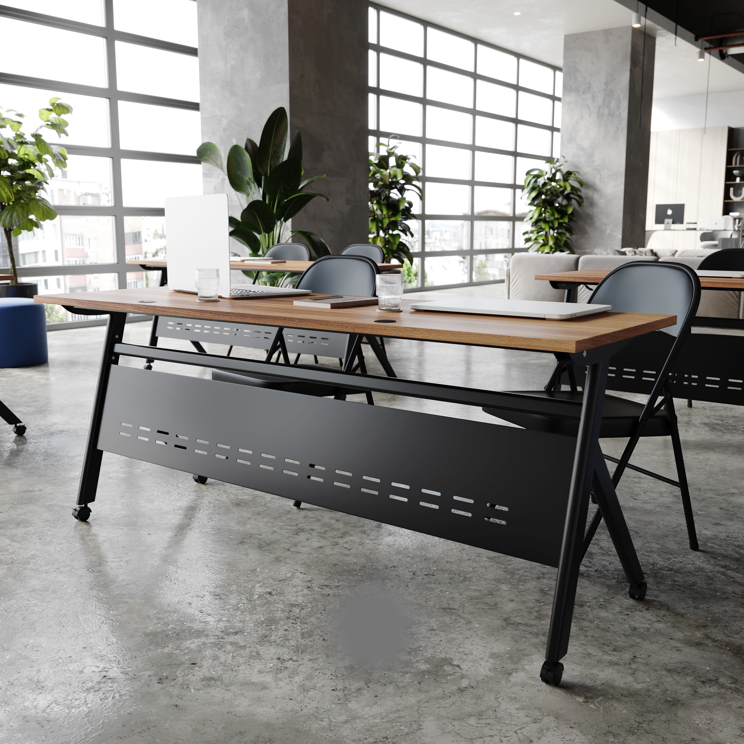 BizChair Commercial Grade 72" x 24" Heavy-Duty Nesting Flip Training ...