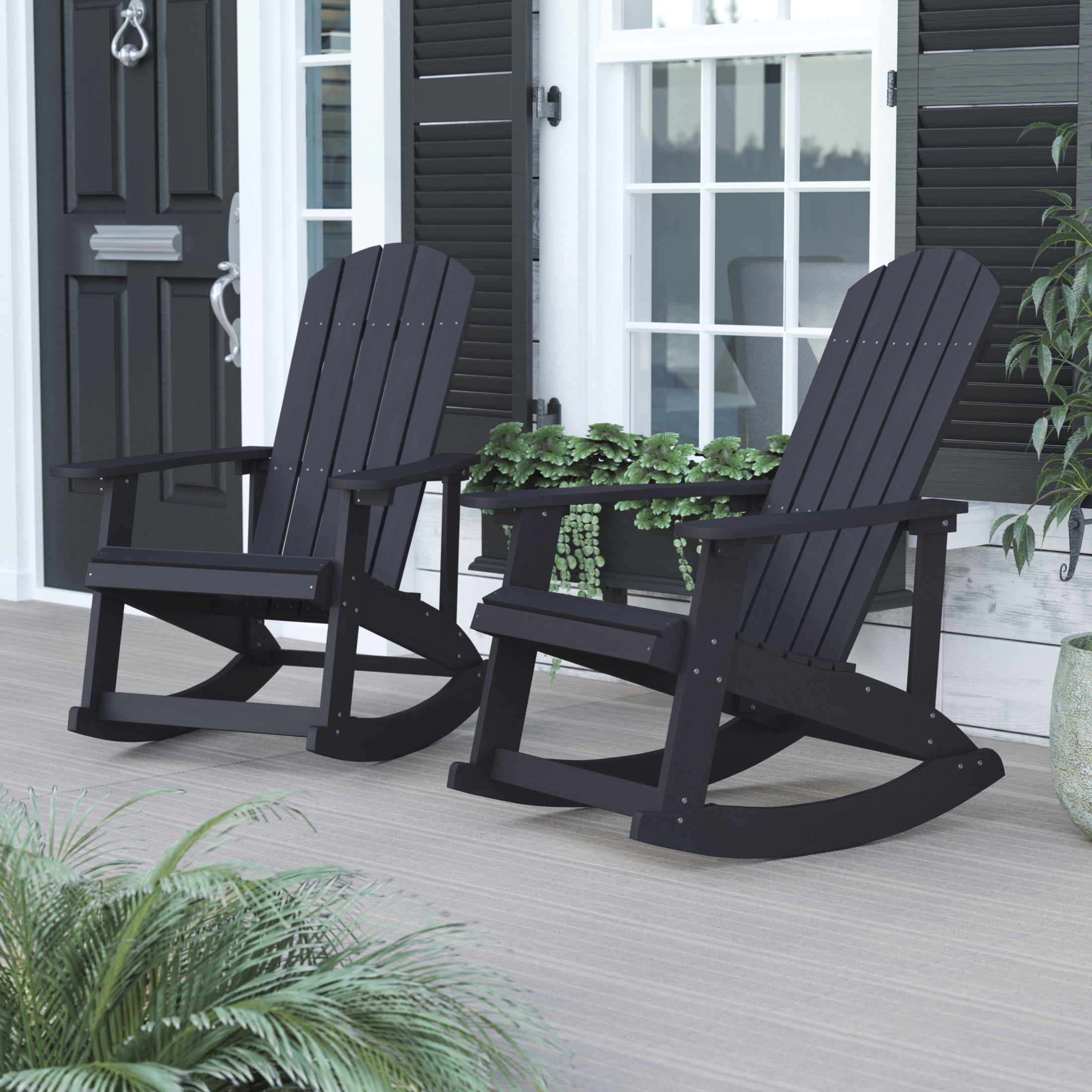 BizChair Commercial Grade Outdoor Patio Lawn Polywood Adirondack ...