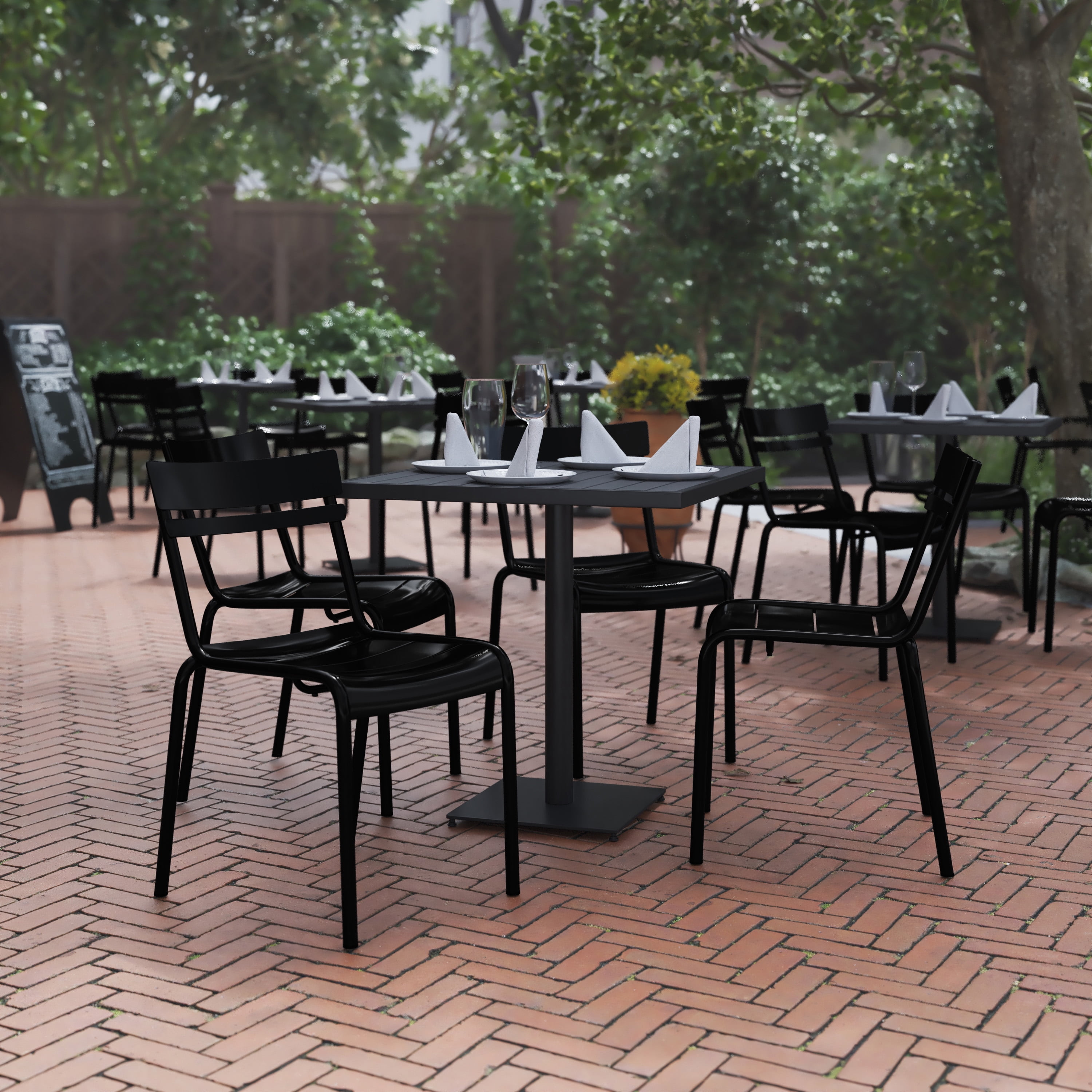 BizChair Commercial Grade Steel Stack Chair, Indoor-Outdoor Armless ...