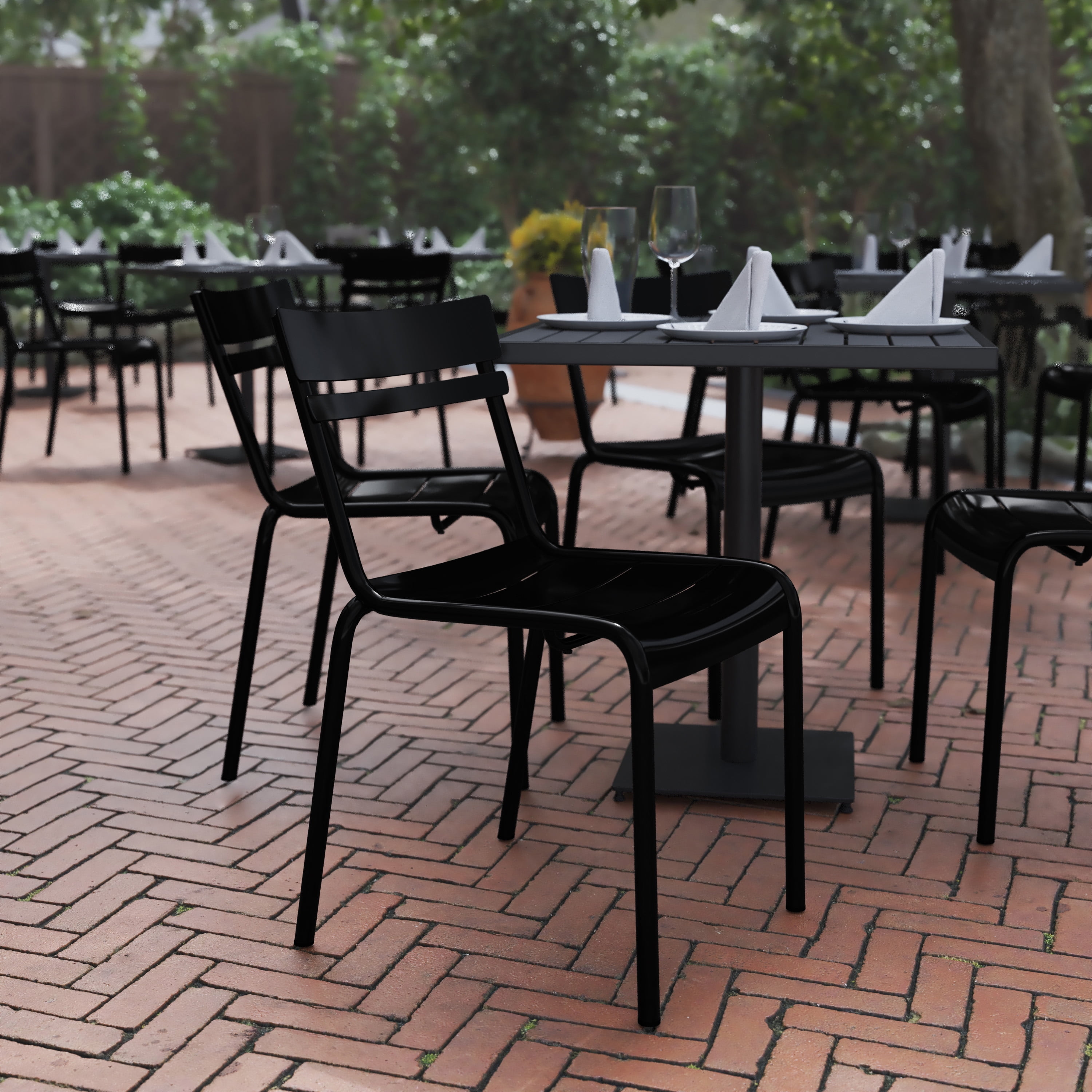 BizChair Commercial Grade Steel Stack Chair, Indoor-Outdoor Armless ...