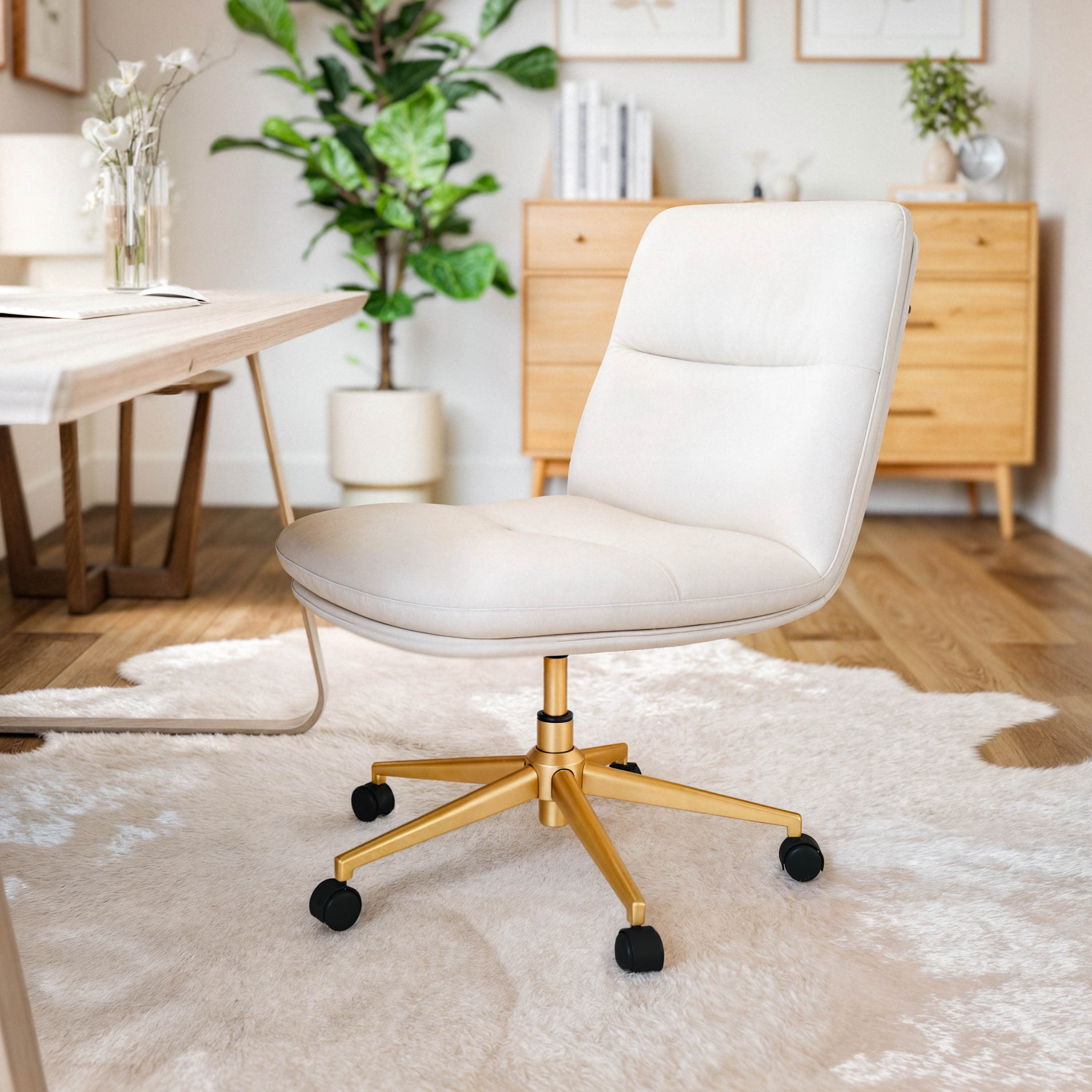 BizChair Commercial Mid-Back White Padded LeatherSoft Armless Task ...