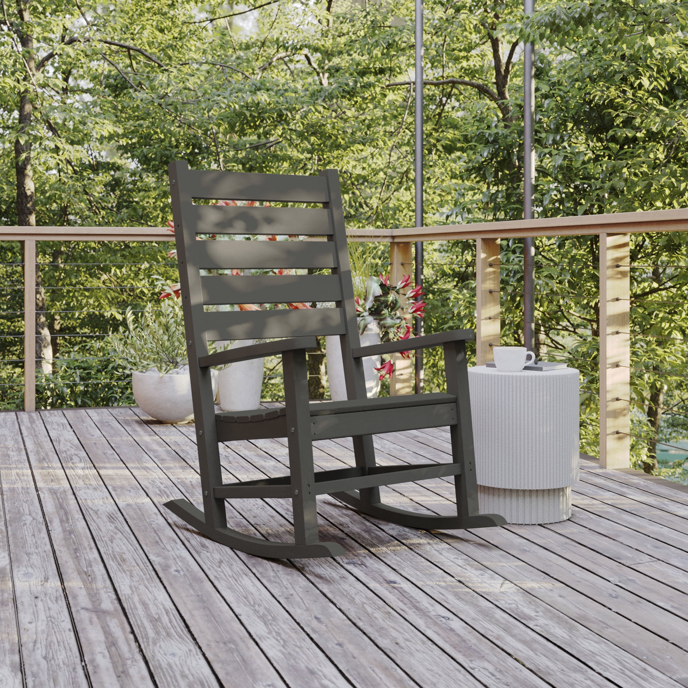 BizChair Contemporary Rocking Chair, All-Weather HDPE Indoor/Outdoor ...