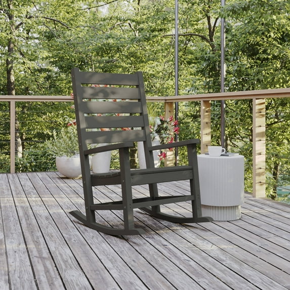 BizChair Contemporary Rocking Chair, All-Weather HDPE Indoor/Outdoor ...