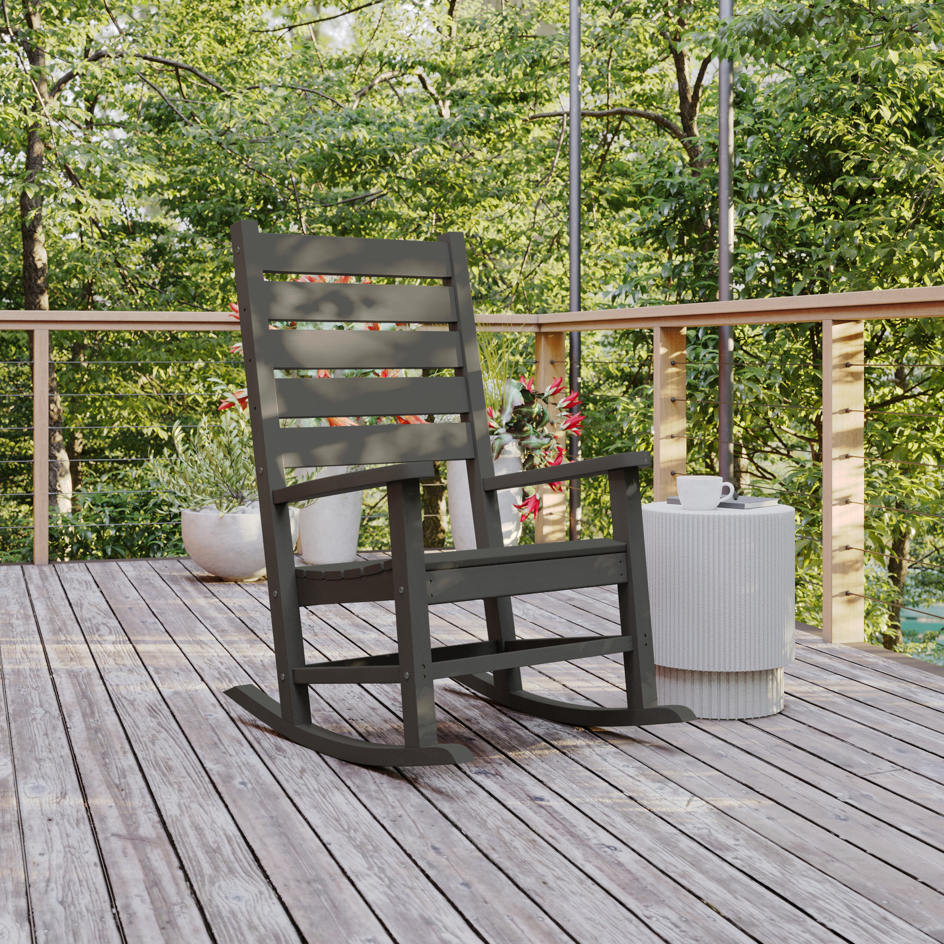 BizChair Contemporary Rocking Chair, All-Weather HDPE Indoor/Outdoor ...