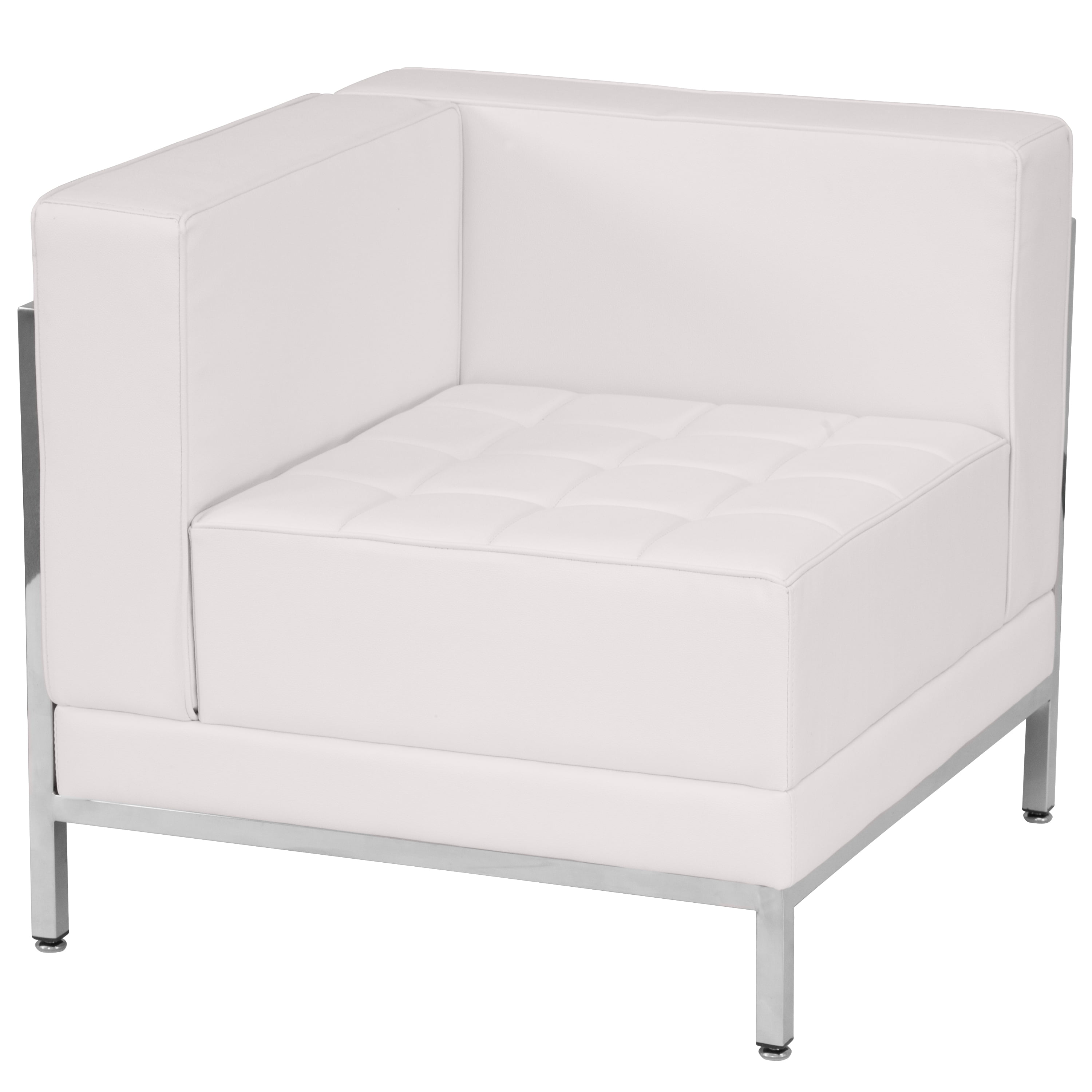 BizChair Contemporary White LeatherSoft Modular Left Corner Chair with ...