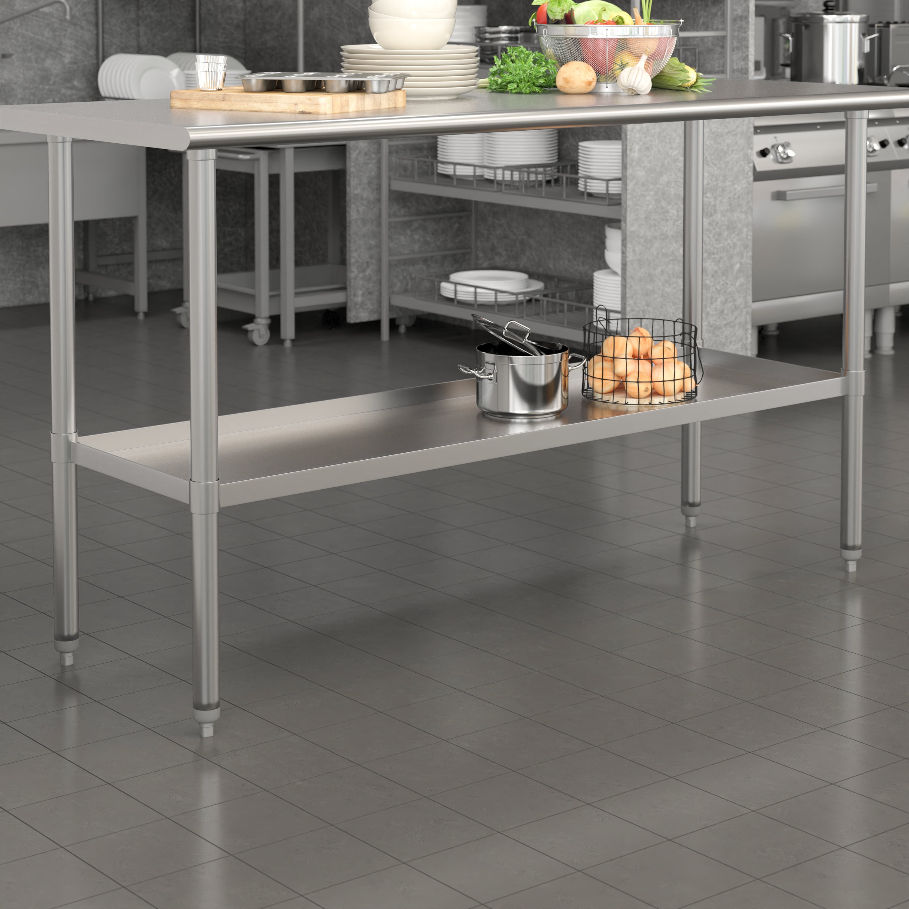 BizChair Galvanized Under Shelf for Prep and Work Tables - Adjustable ...