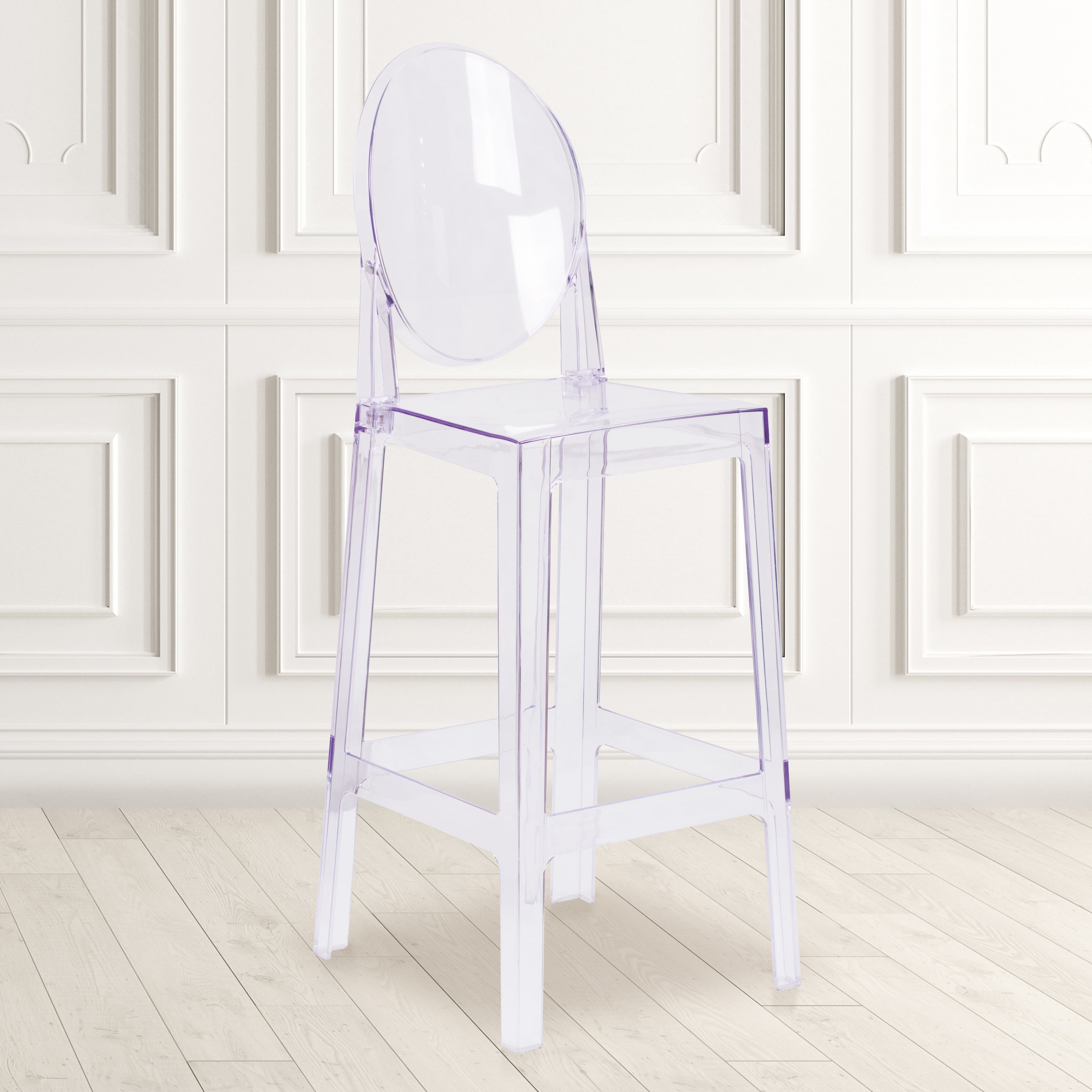 BizChair Oval Back Ghost Bar Stool, Transparent Crystal - Walmart.com